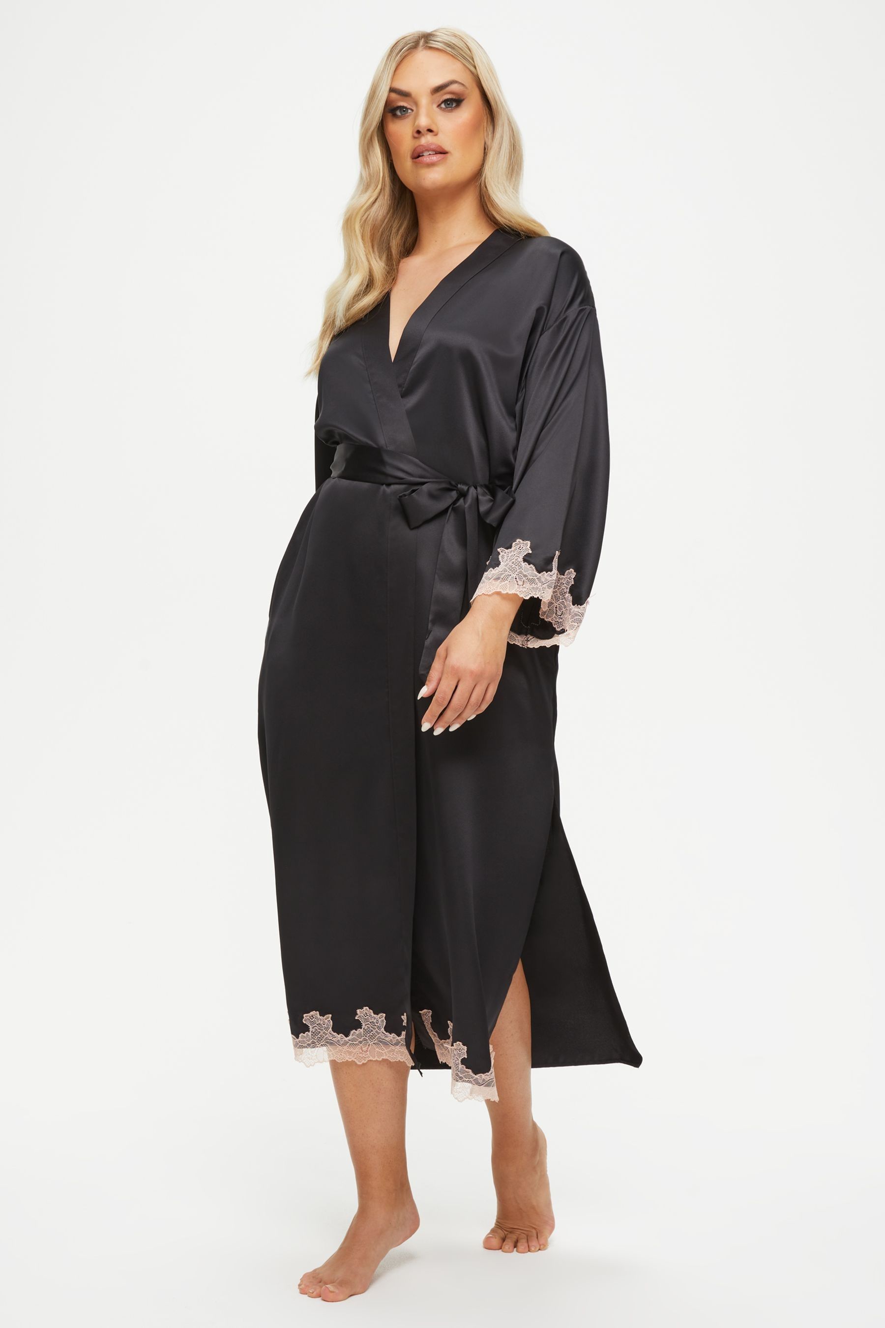 Buy Ann Summers Sorella Satin Maxi Black Robe Dressing Gown from the ...