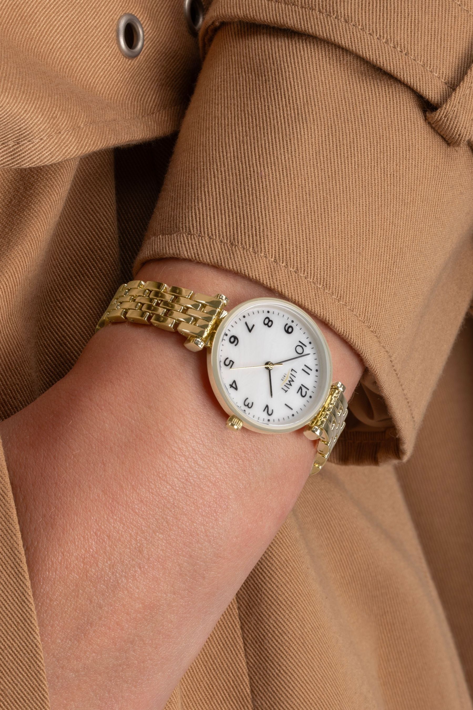 Buy Limit Ladies Gold Tone Classic Mother-of-Pearl Watch from the Next ...