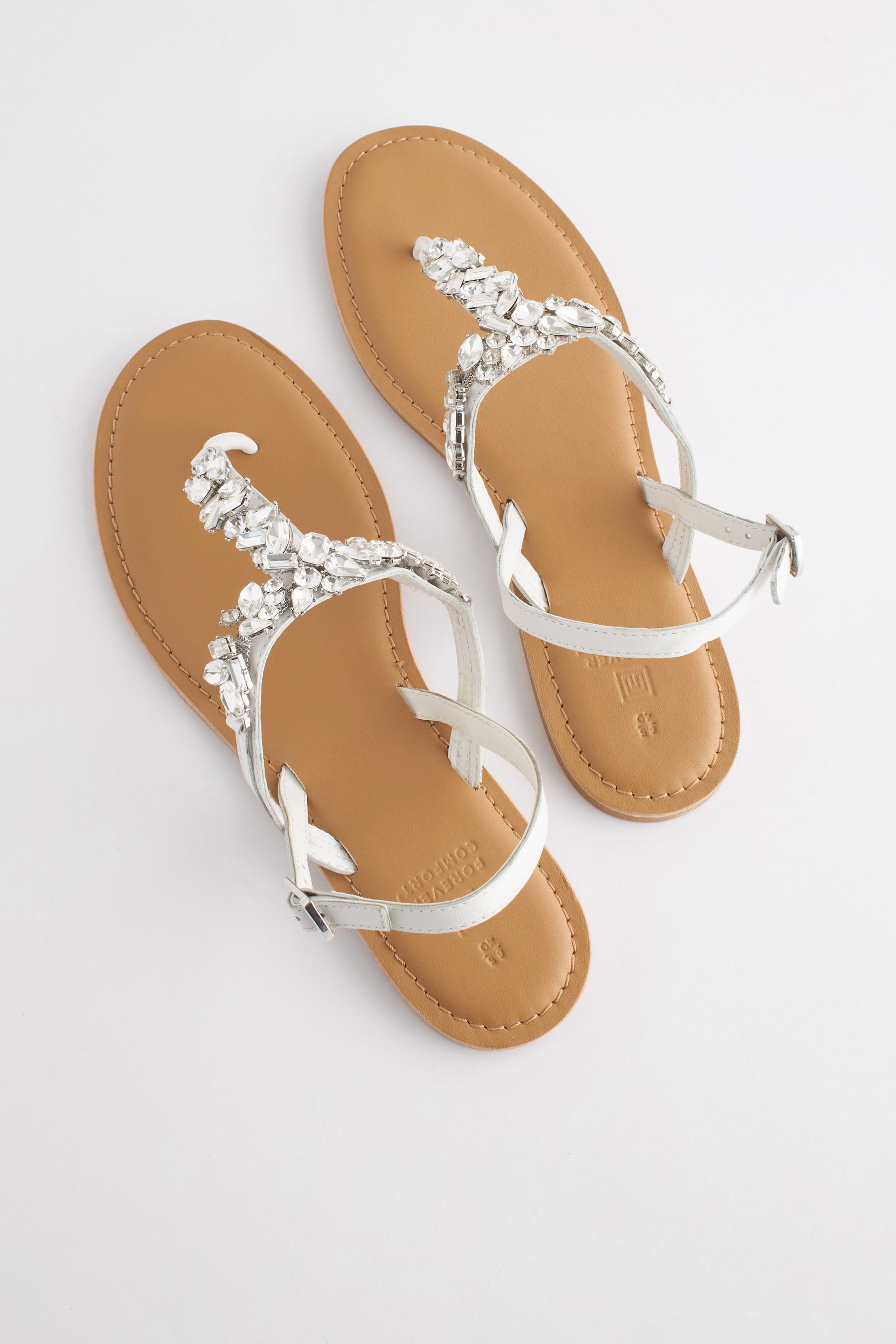 Buy Silver Regular/Wide Fit Forever Comfort® Jewel Toe Post Sandals ...