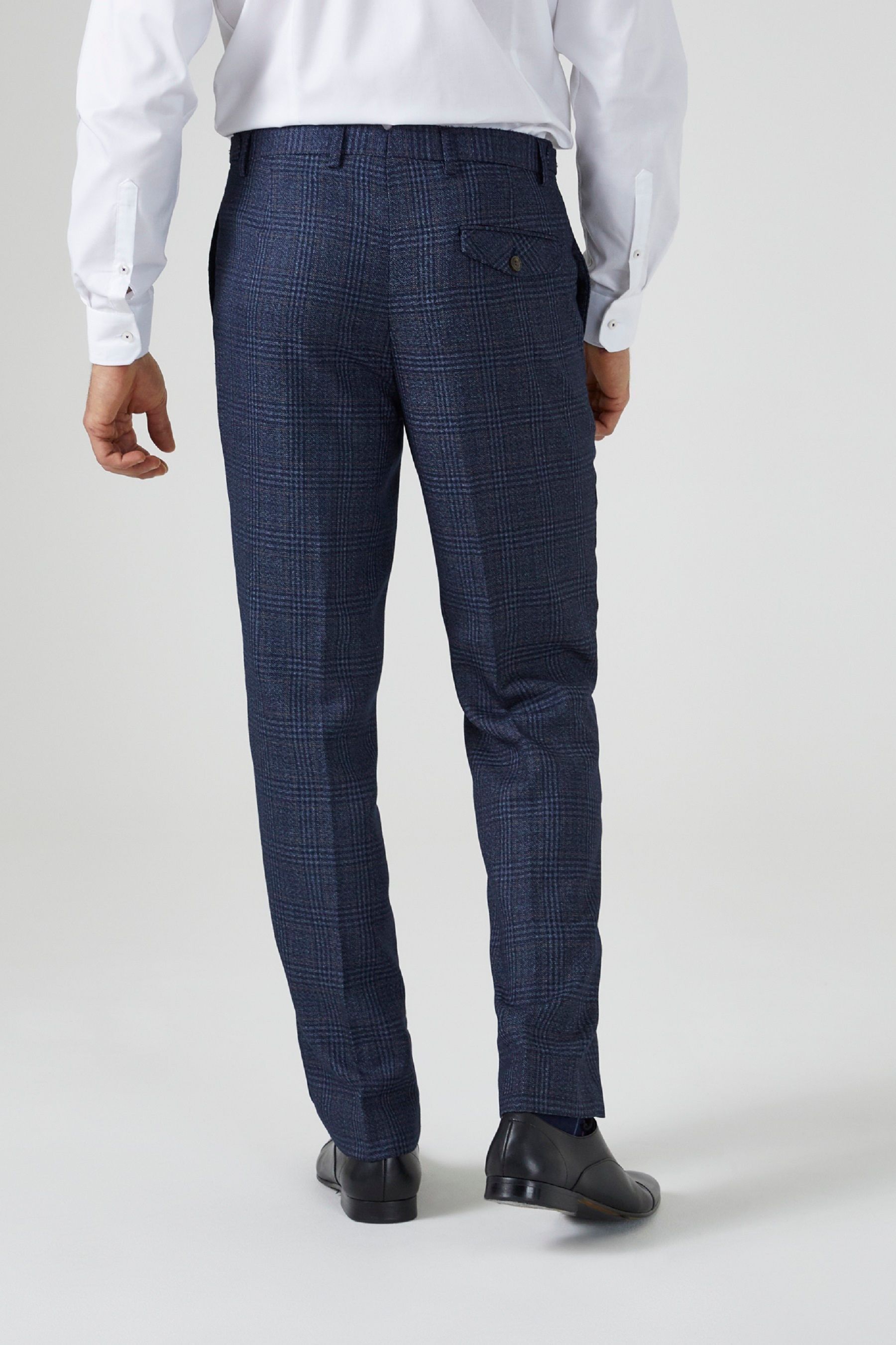 Buy Skopes Woolf Navy Blue Check Tailored Fit Suit Trousers from the ...