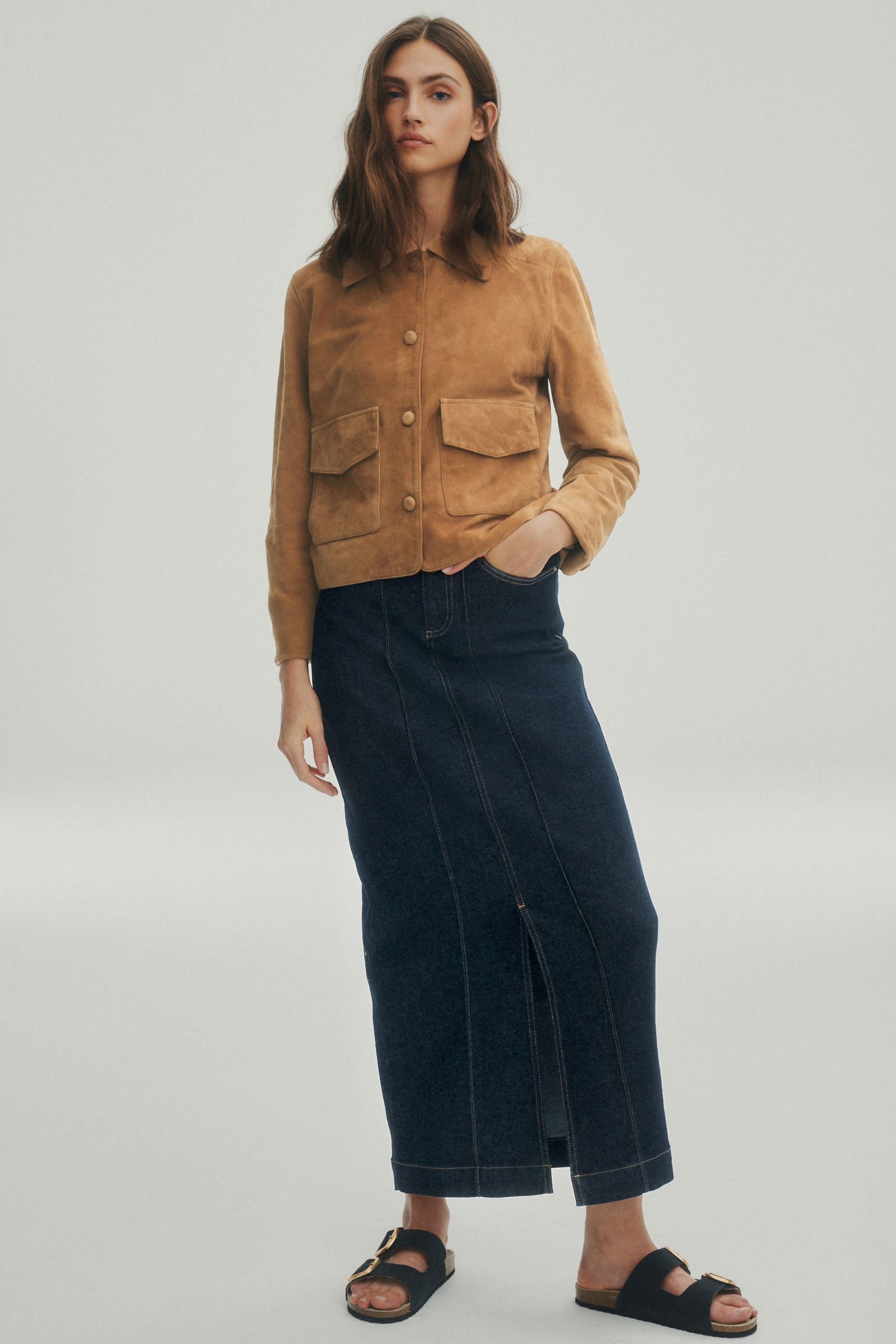 Buy Rinse Blue Premium Denim Maxi Skirt from Next Ireland