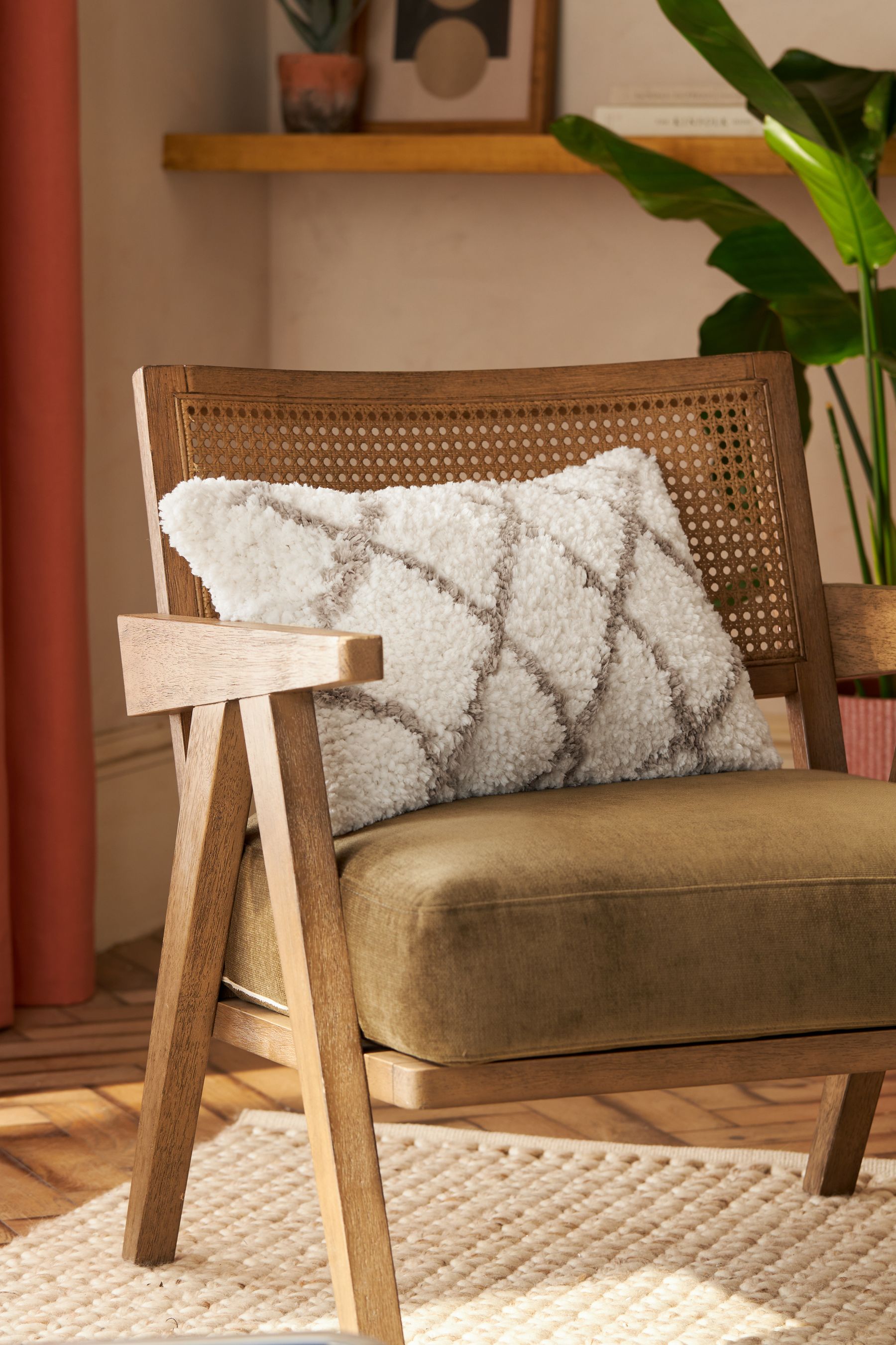 Buy Natural Geometric Berber 50 x 30cm Cushion from Next Ireland