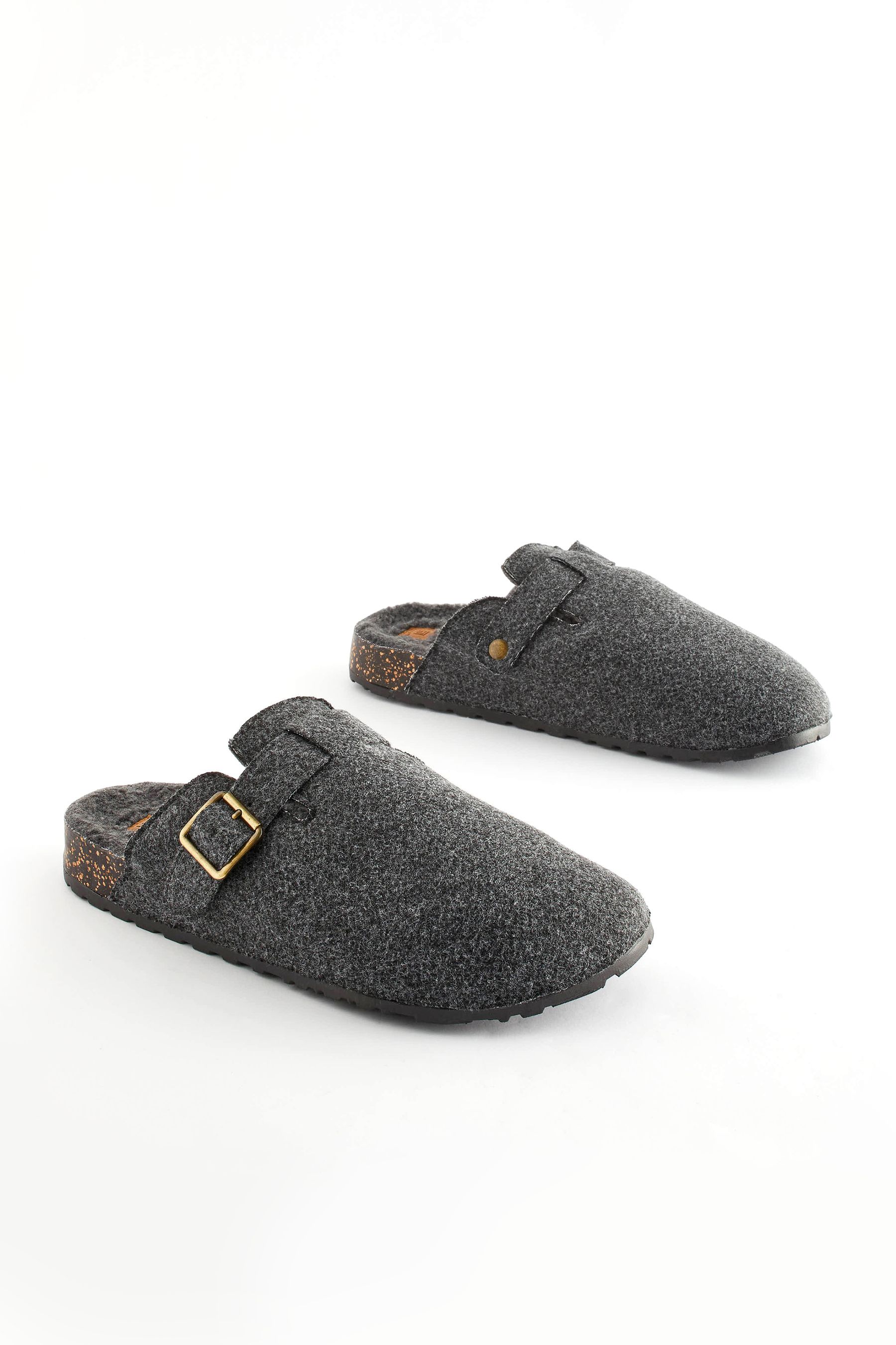 Buy Grey Felt Buckle Mule Slippers from the Next UK online shop