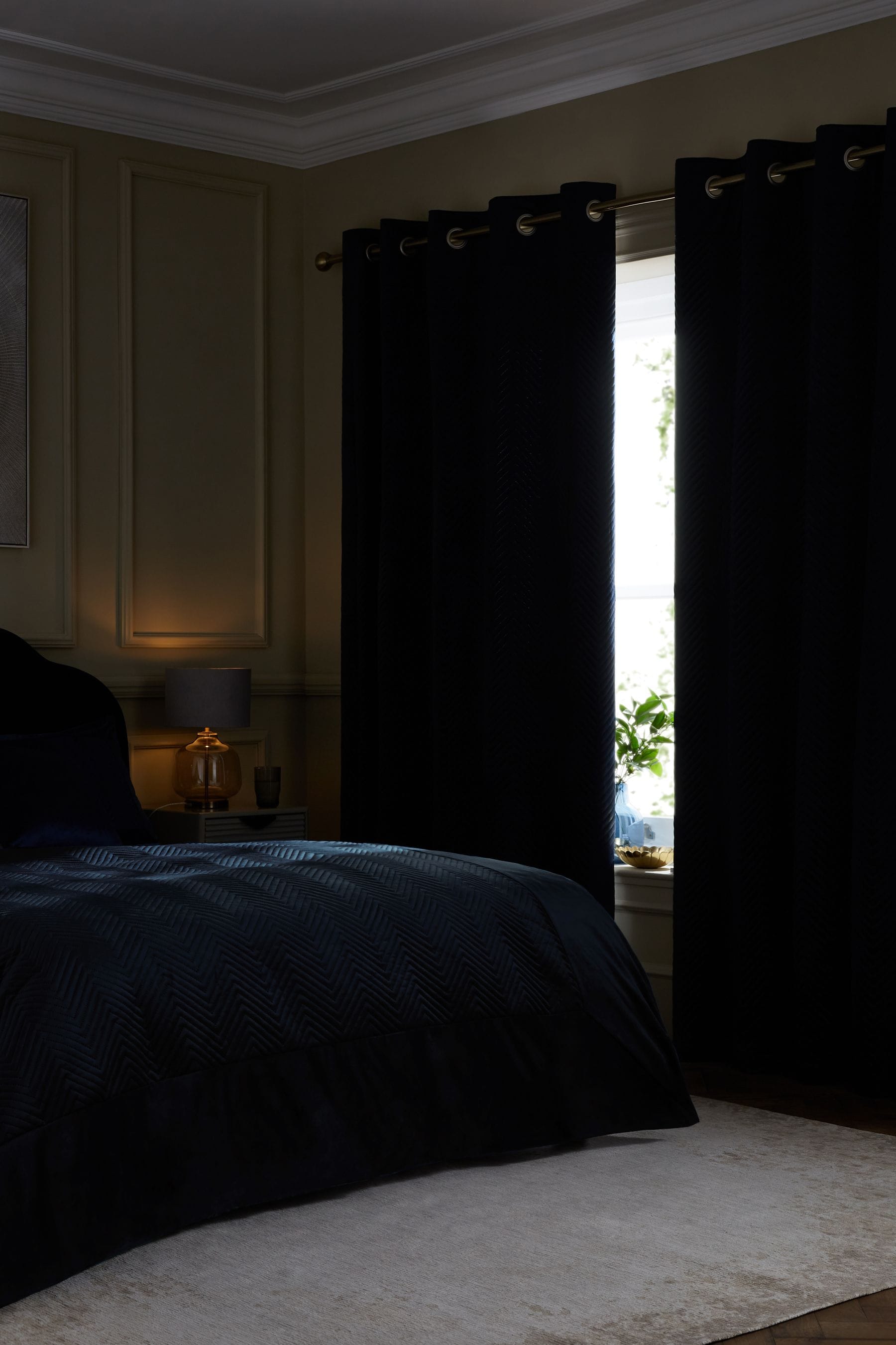 Buy Navy Blue Madison Blackout/Thermal Eyelet Curtains from the Next UK ...
