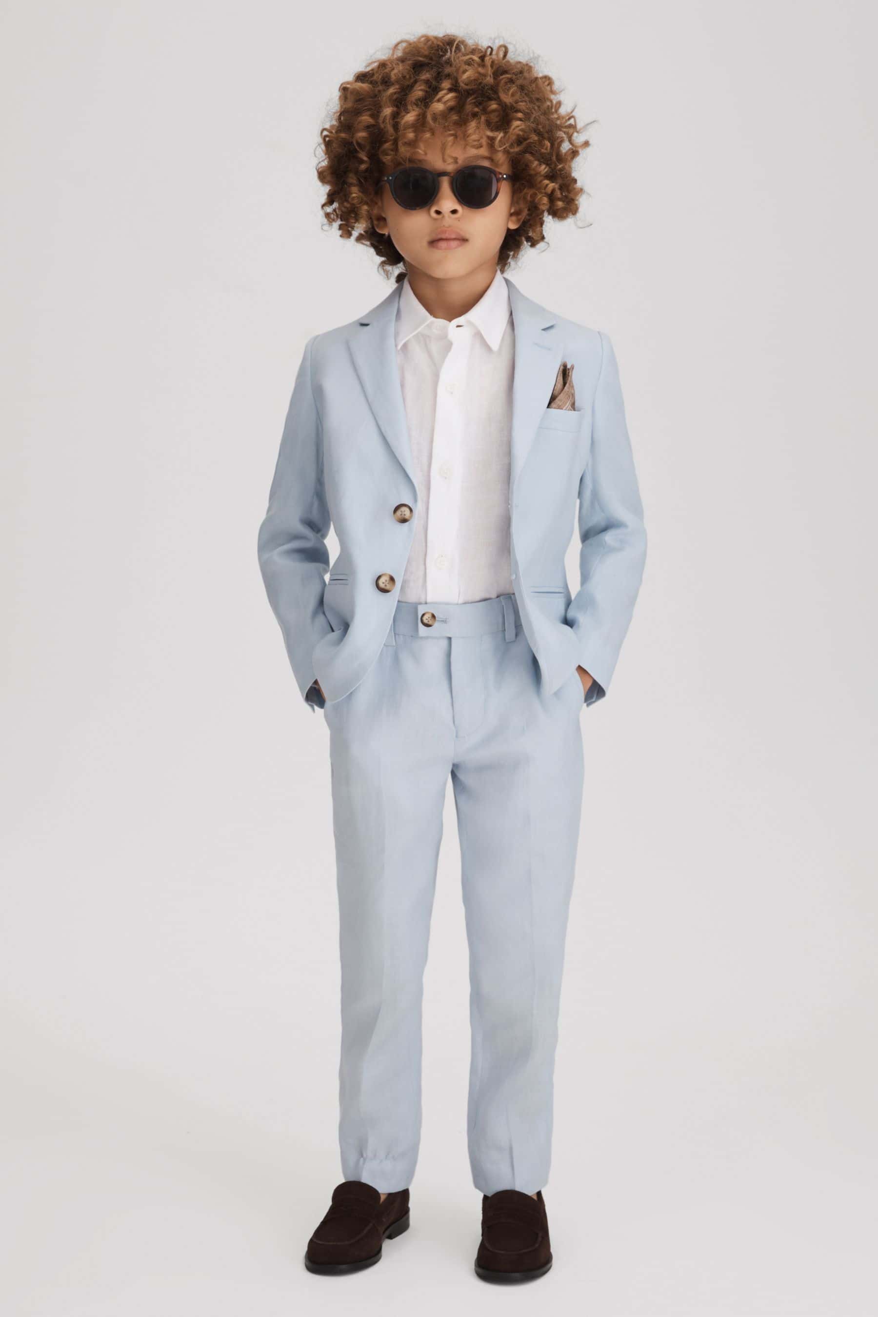 Buy Reiss Soft Blue Kin 9-13 yrs Slim Fit Single Breasted Linen Blazer from the Next UK online shop