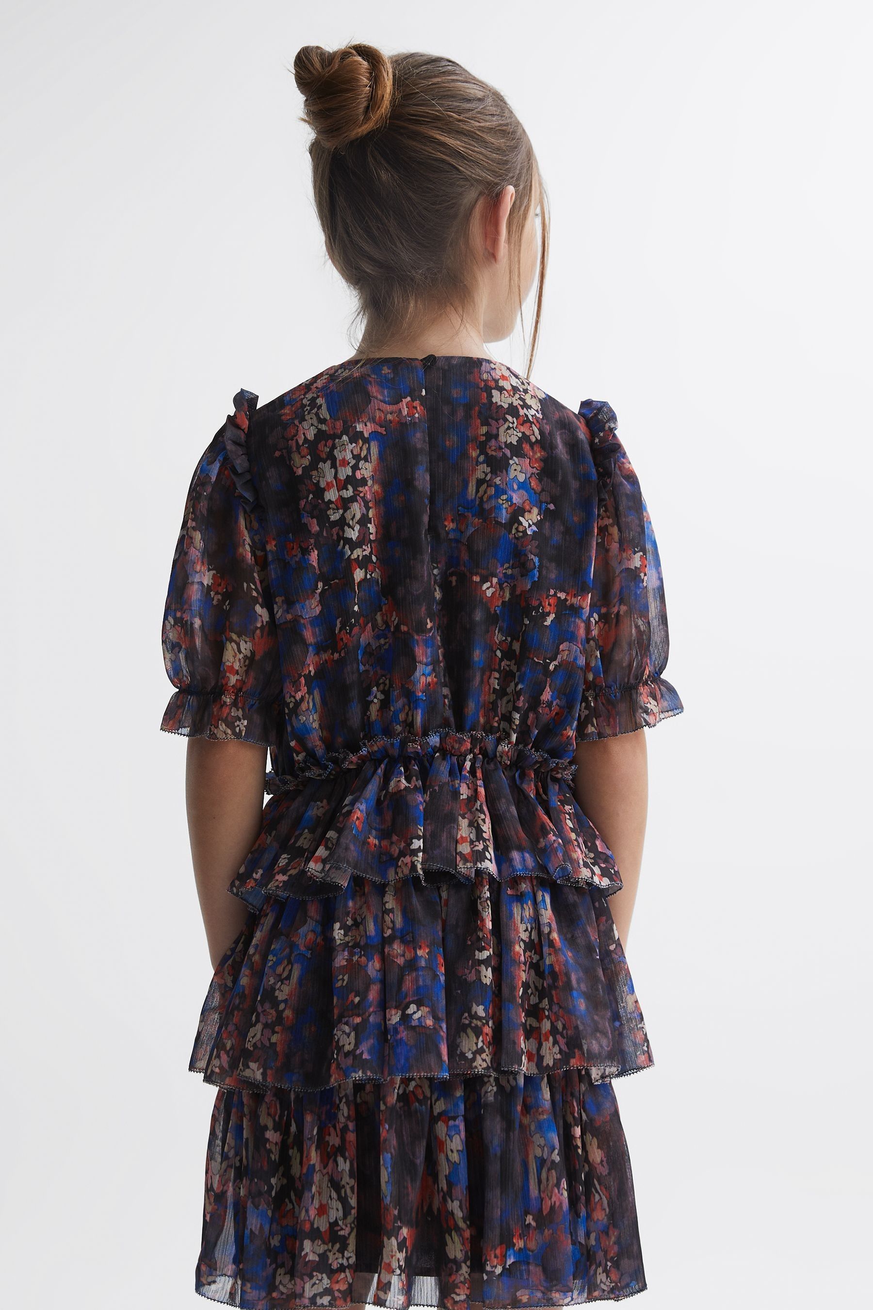 Buy Reiss Navy Print Henrietta Senior Printed Tiered Dress from the ...
