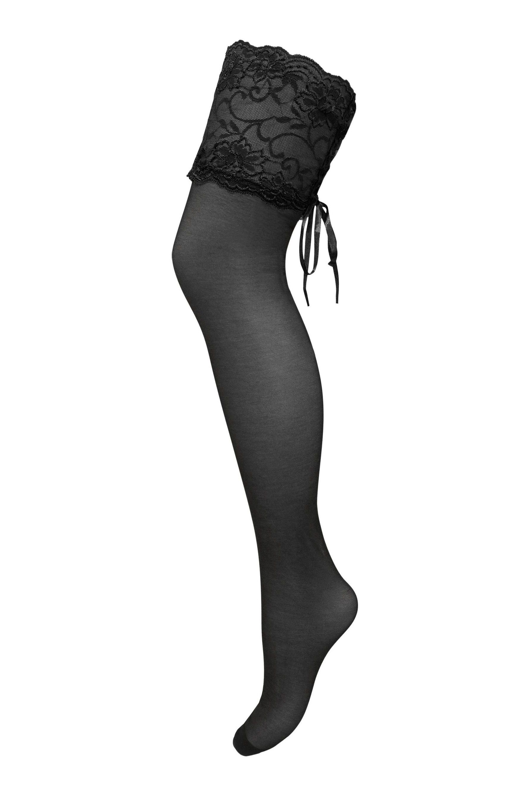 Buy Pour Moi Black All Tied Up Laced Up 15 Denier Stockings from Next ...