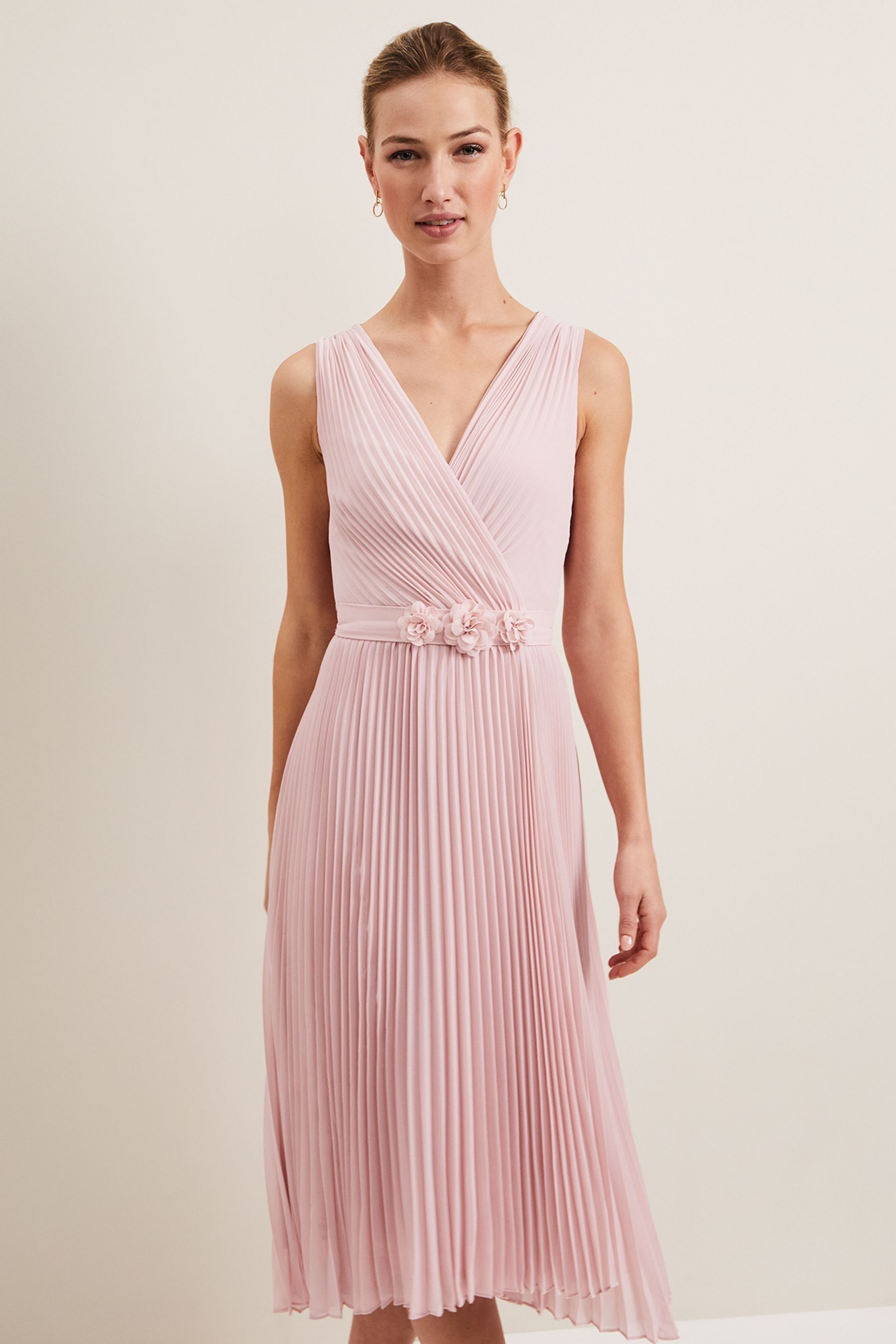 Buy Phase Eight Pink Cressida Pleat Midi Dress from the Next UK online shop