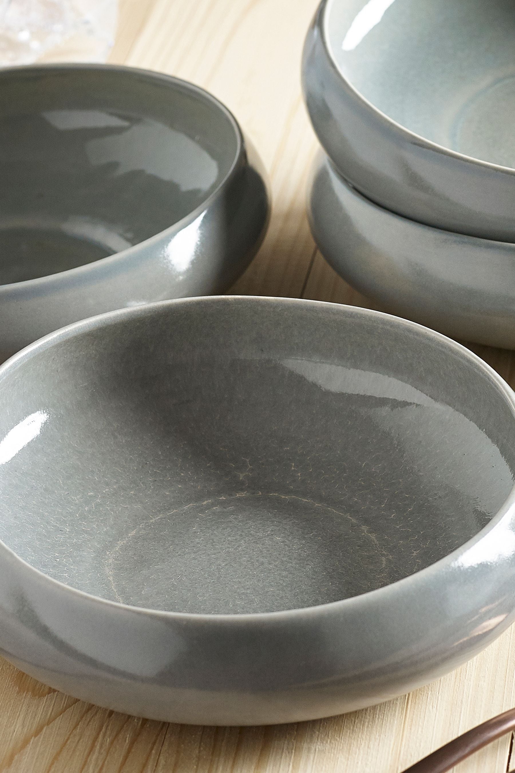 Buy Sage Green Organic Dinnerware Set of 4 Pasta Bowls from Next Saudi Arabia