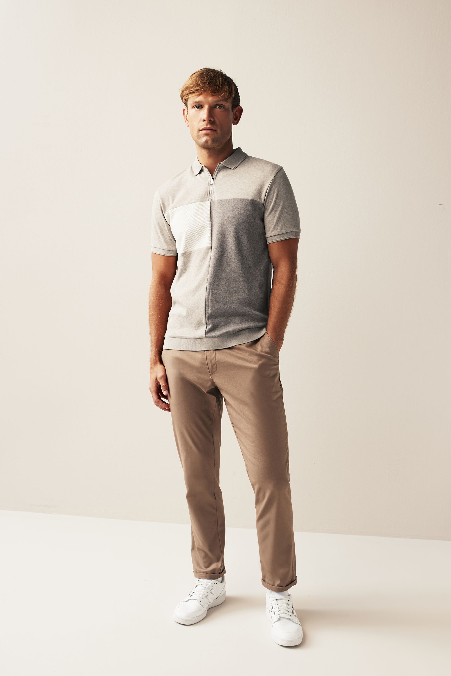 Buy Neutral Brown Vertical Block Polo Shirt from Next Germany