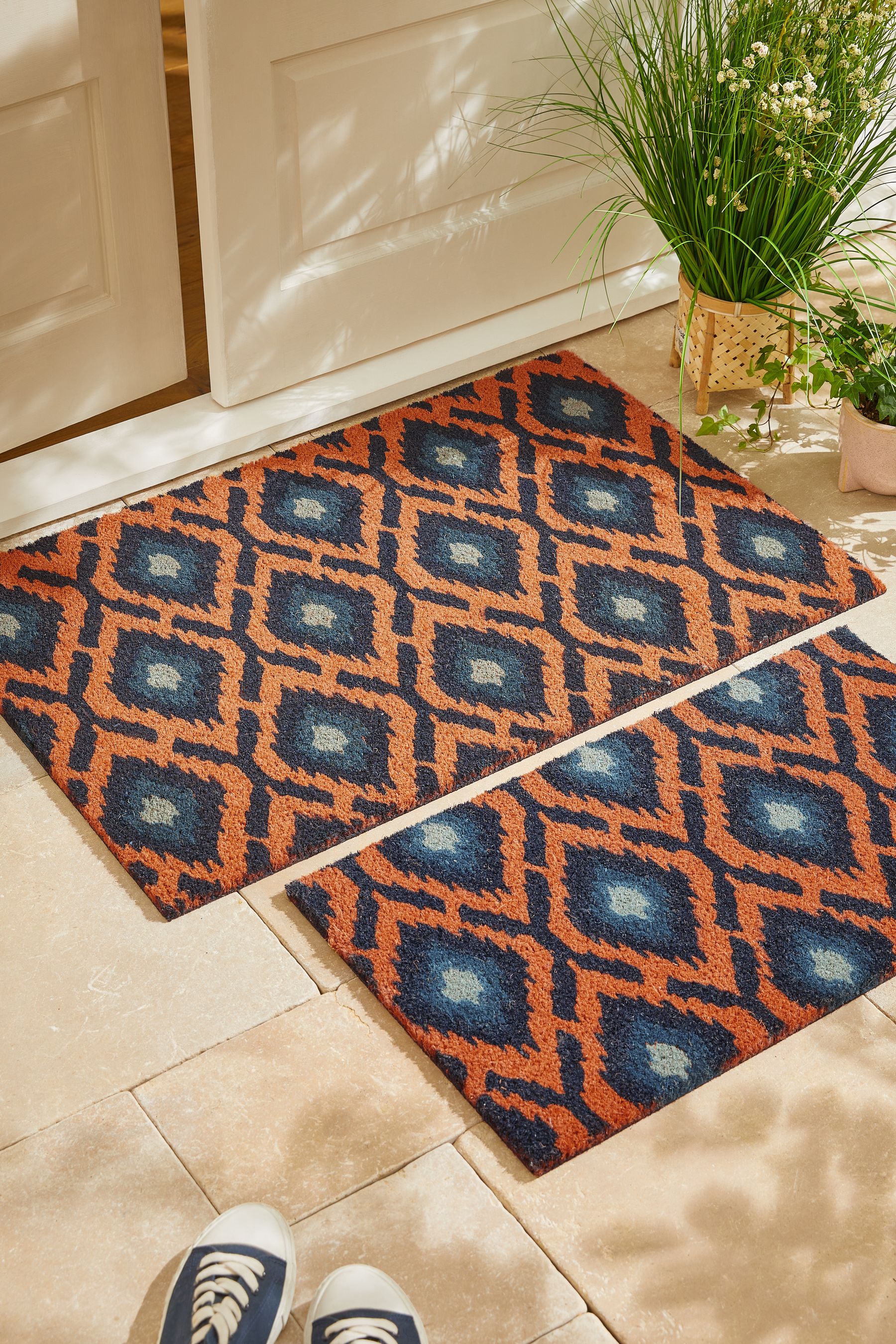 Buy Blue Ikat Print Doormat from the Next UK online shop