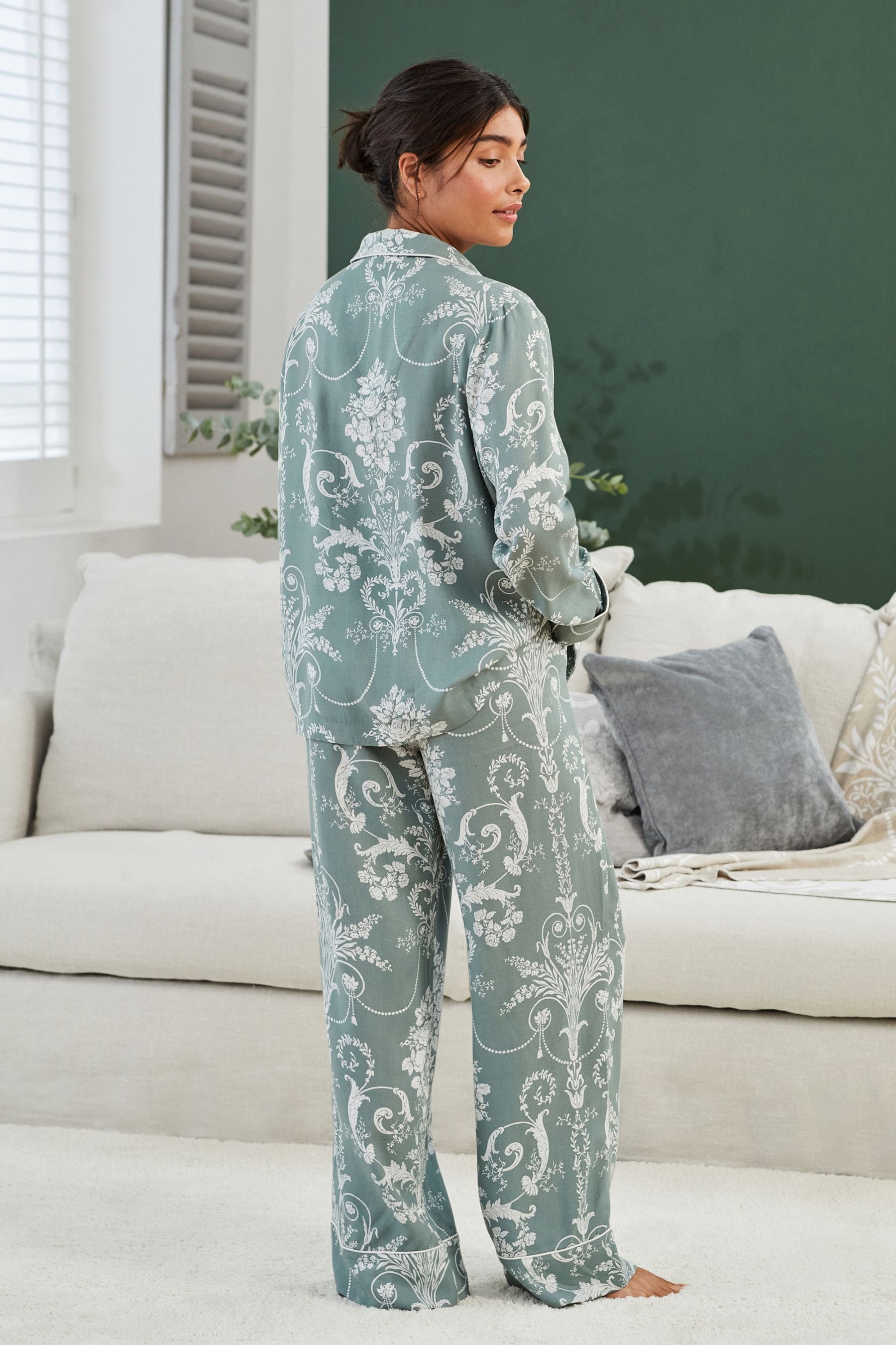 Buy Laura Ashley Green Button Through Pyjama Set from Next United Arab ...