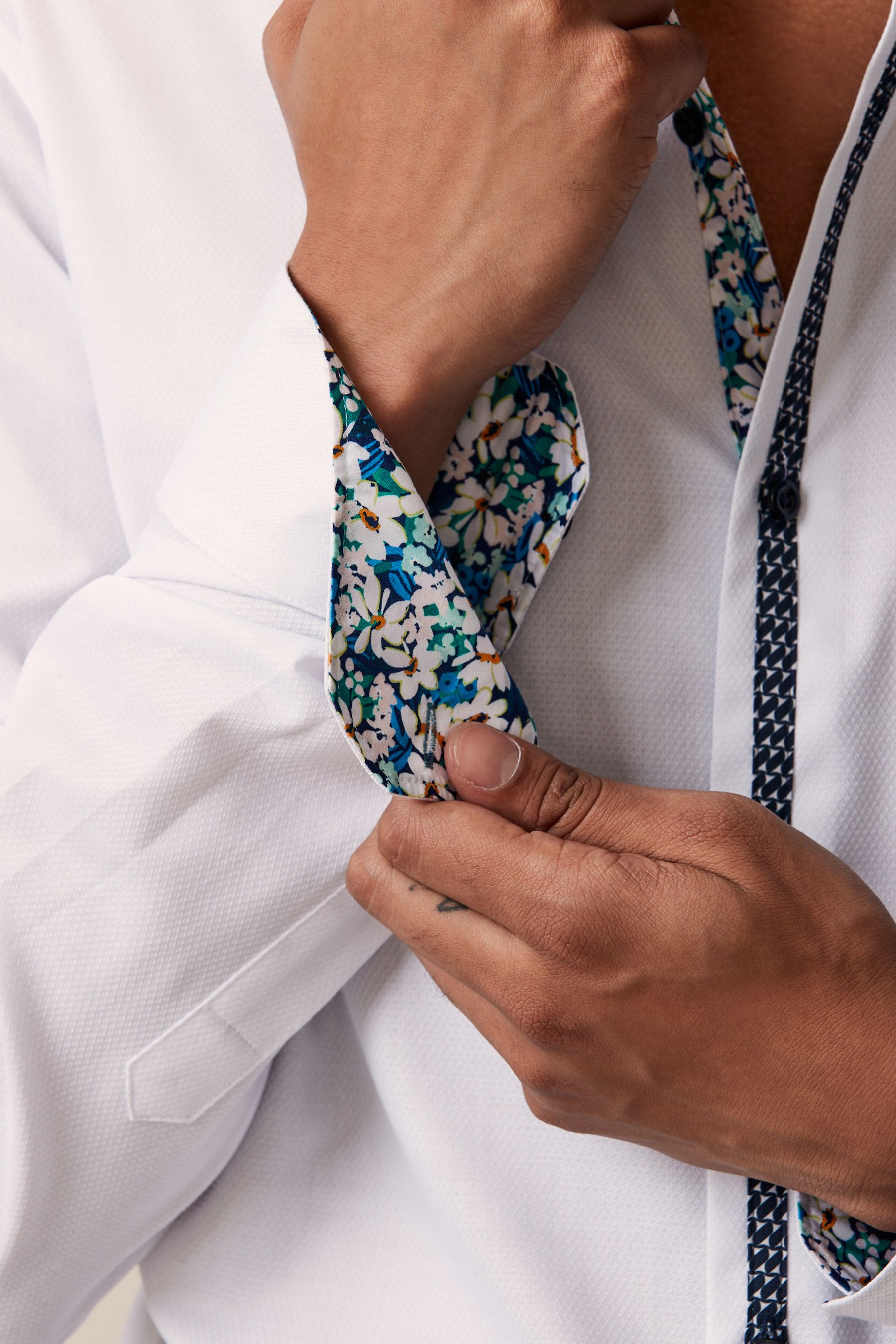 Buy White Single Cuff Trimmed Formal Shirt from the Next UK online shop