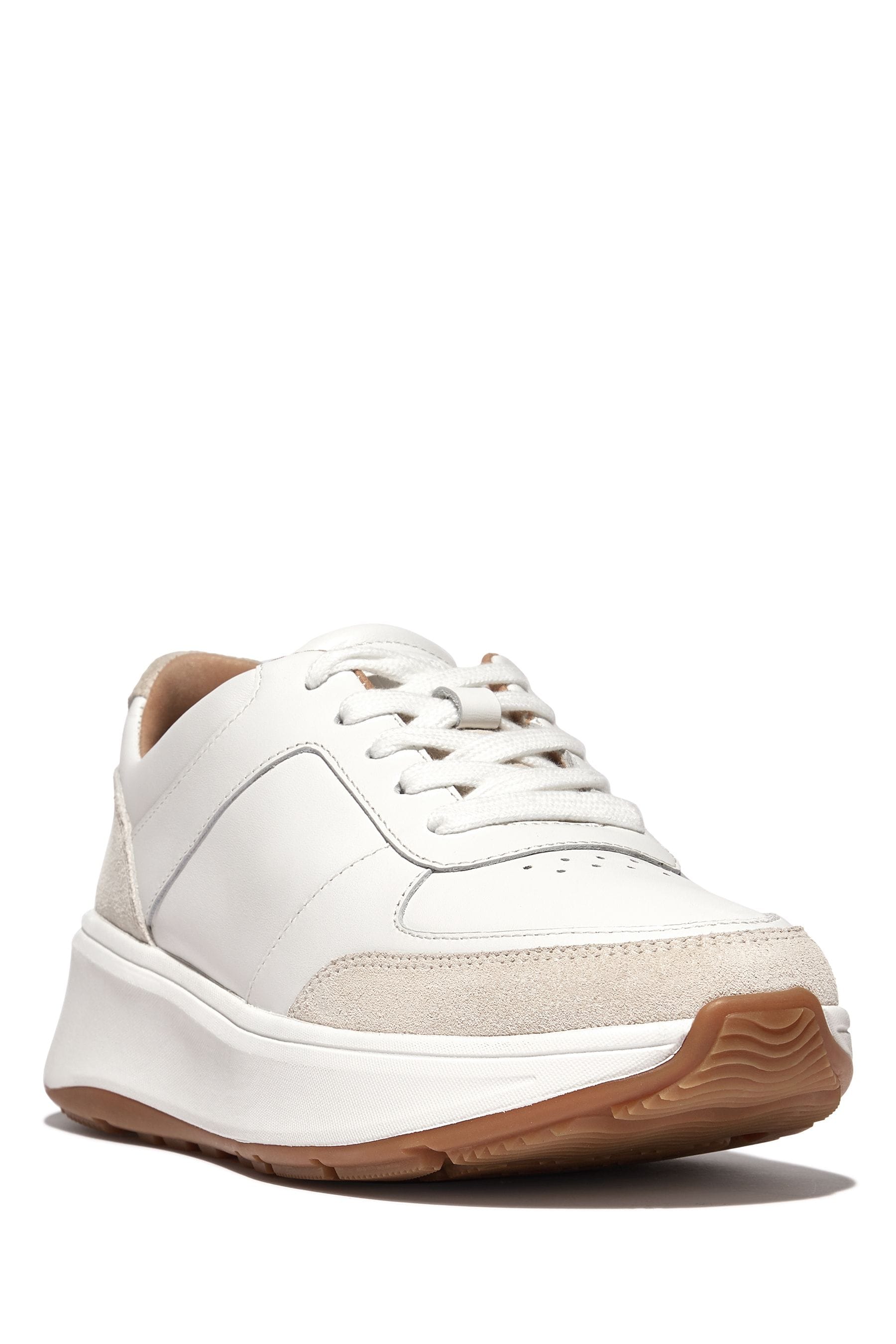 Buy FitFlop White F-Mode Leather/Suede Flatform Trainers from the Next ...
