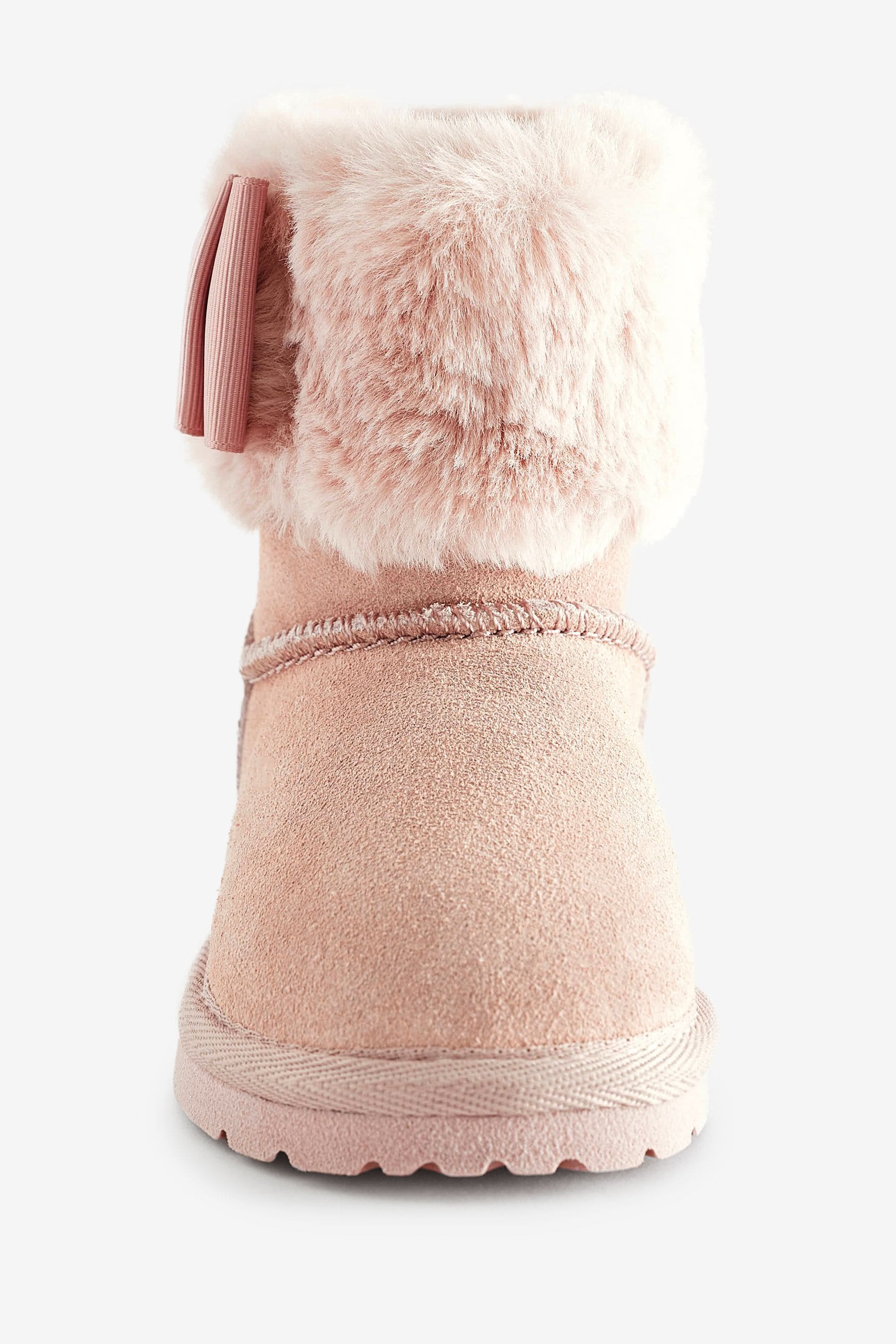 Buy Baker by Ted Baker Girls Pink Faux Fur Cuff Boot Slippers with Bow ...