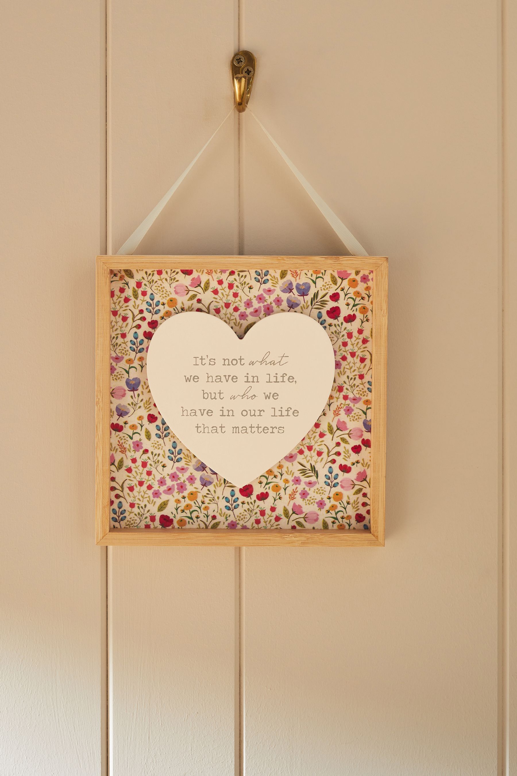 Buy Pink/Purple Ditsy Print Heart Slogan Hanging Decoration from the ...