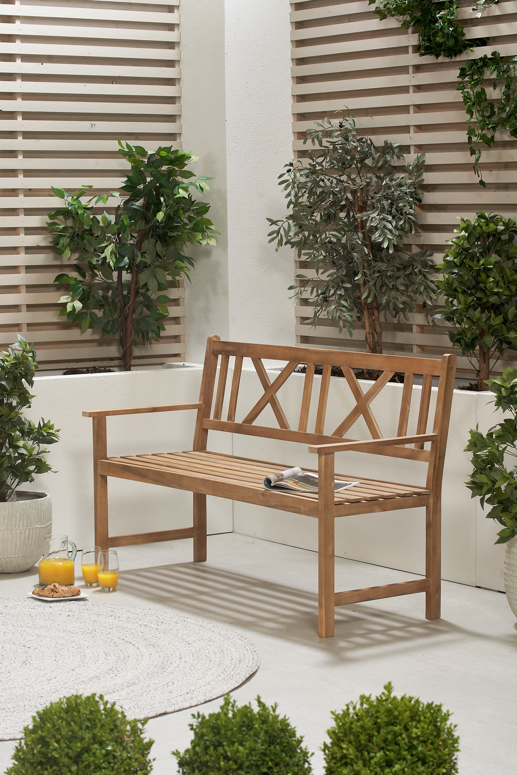 Buy Pacific Natural Garden Cambridge Antique 3 Seater Acacia Wood Bench ...