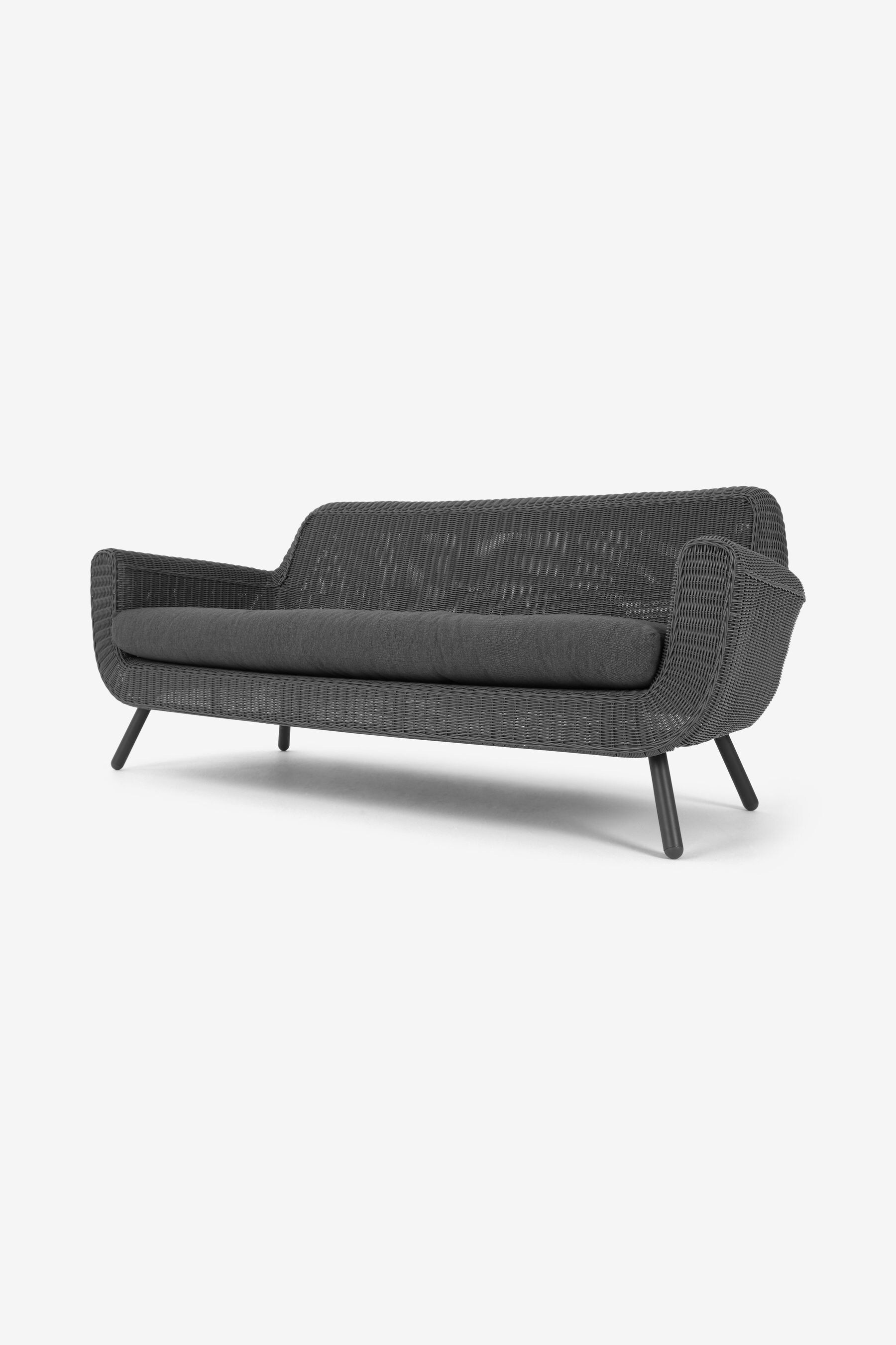 Buy MADE.COM Dark Grey Jonah Garden 3 Seater Sofa Polyrattan from the ...