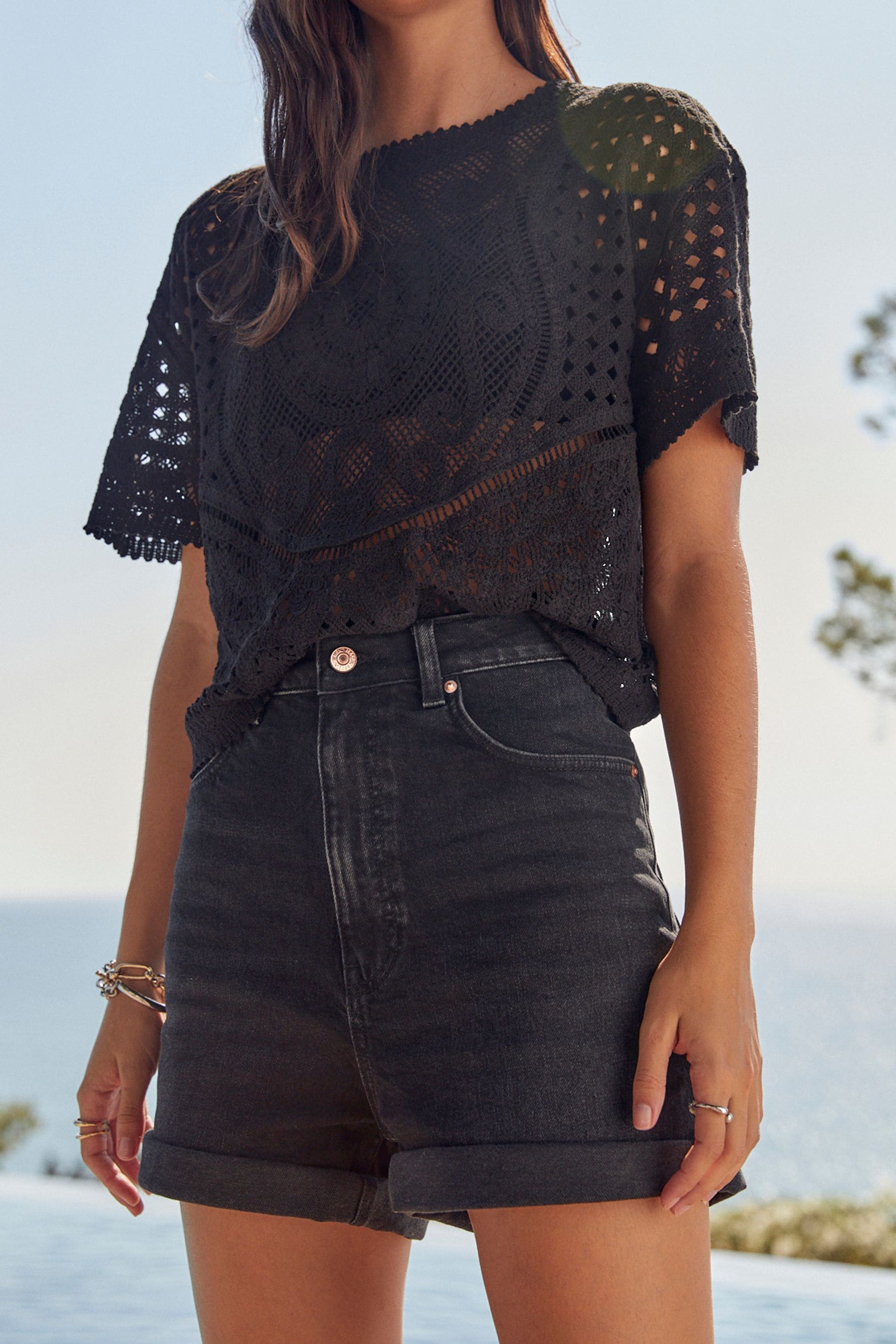 Buy Black Mom Comfort Stretch Denim Shorts from the Next UK online shop