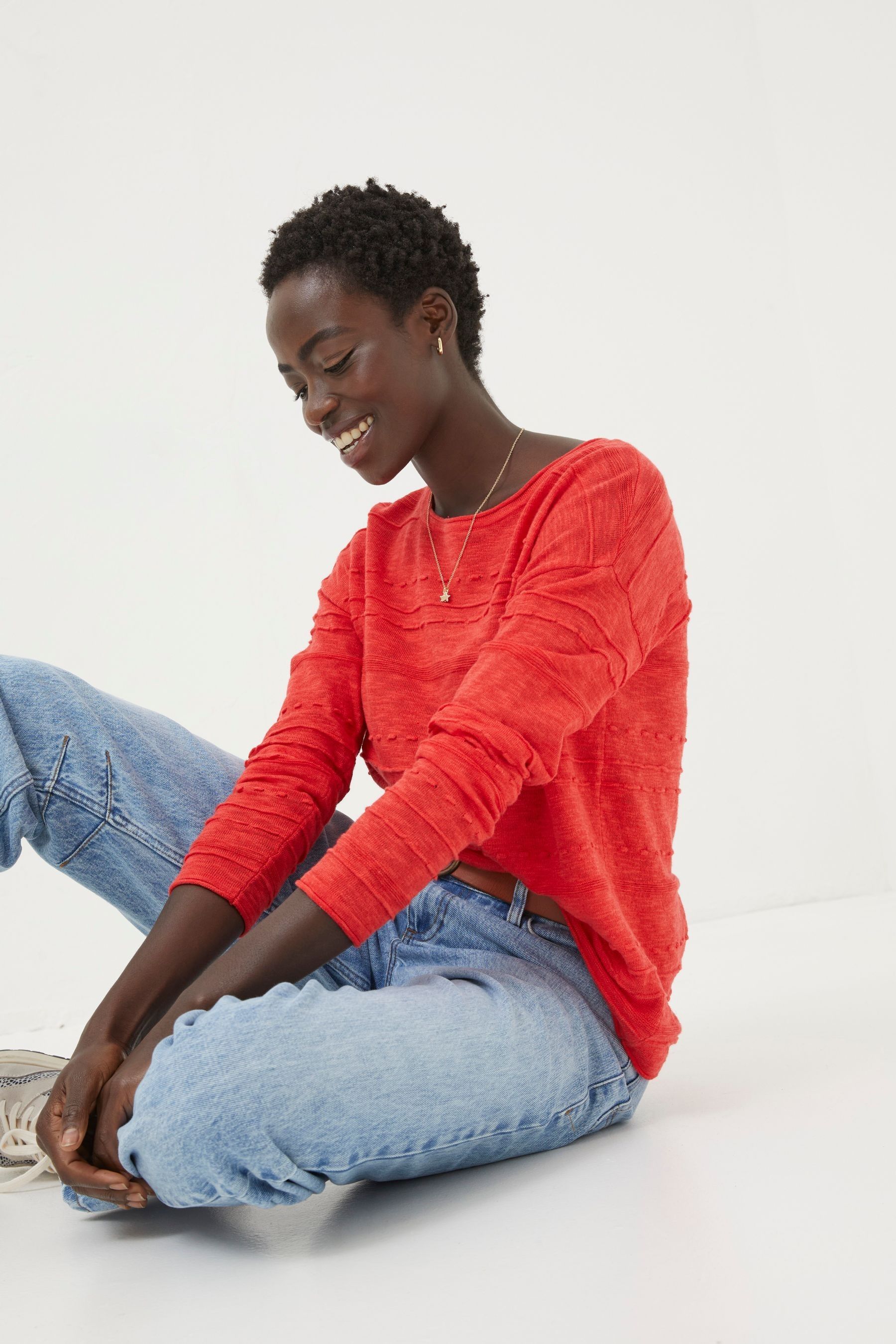 Buy FatFace Red Isabelle Cotton Linen Jumper from the Next UK online shop