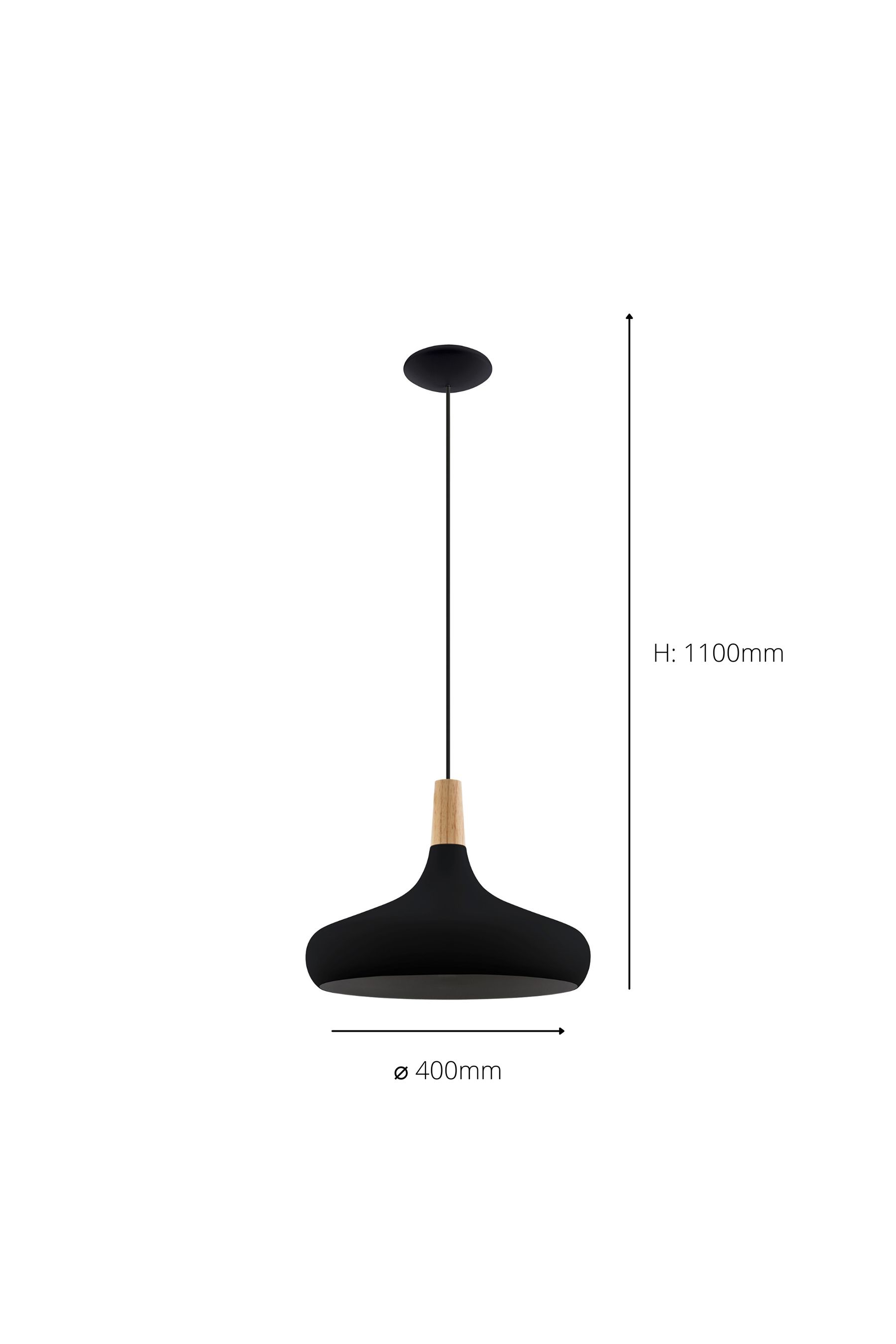 Buy Eglo Black Sabinar IP20 Steel 400mm Modern Pendant from the Next UK ...