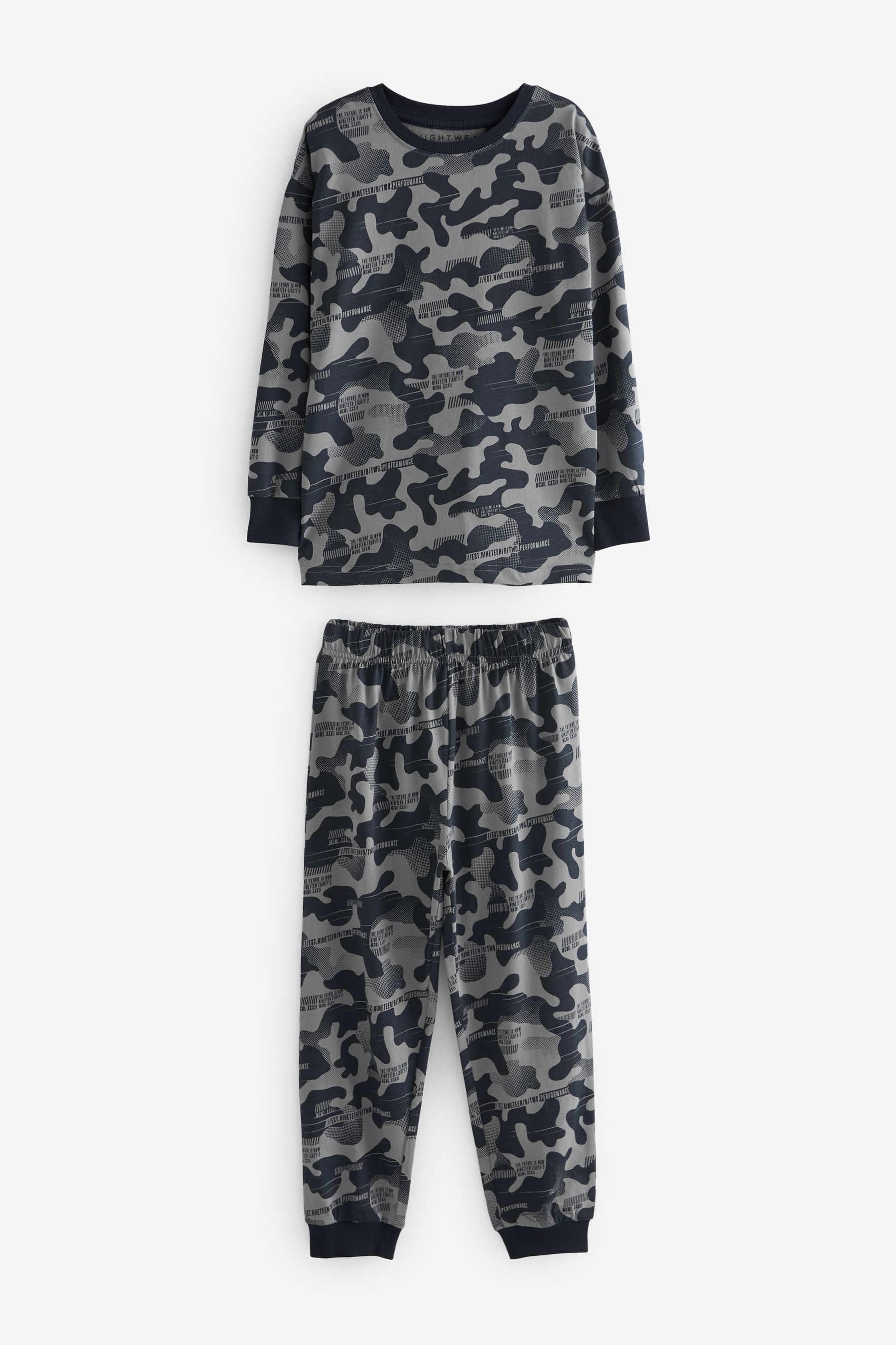 Buy Grey/Blue/Green Camouflage 3 Pack Long Sleeve Pyjamas (3-16yrs ...