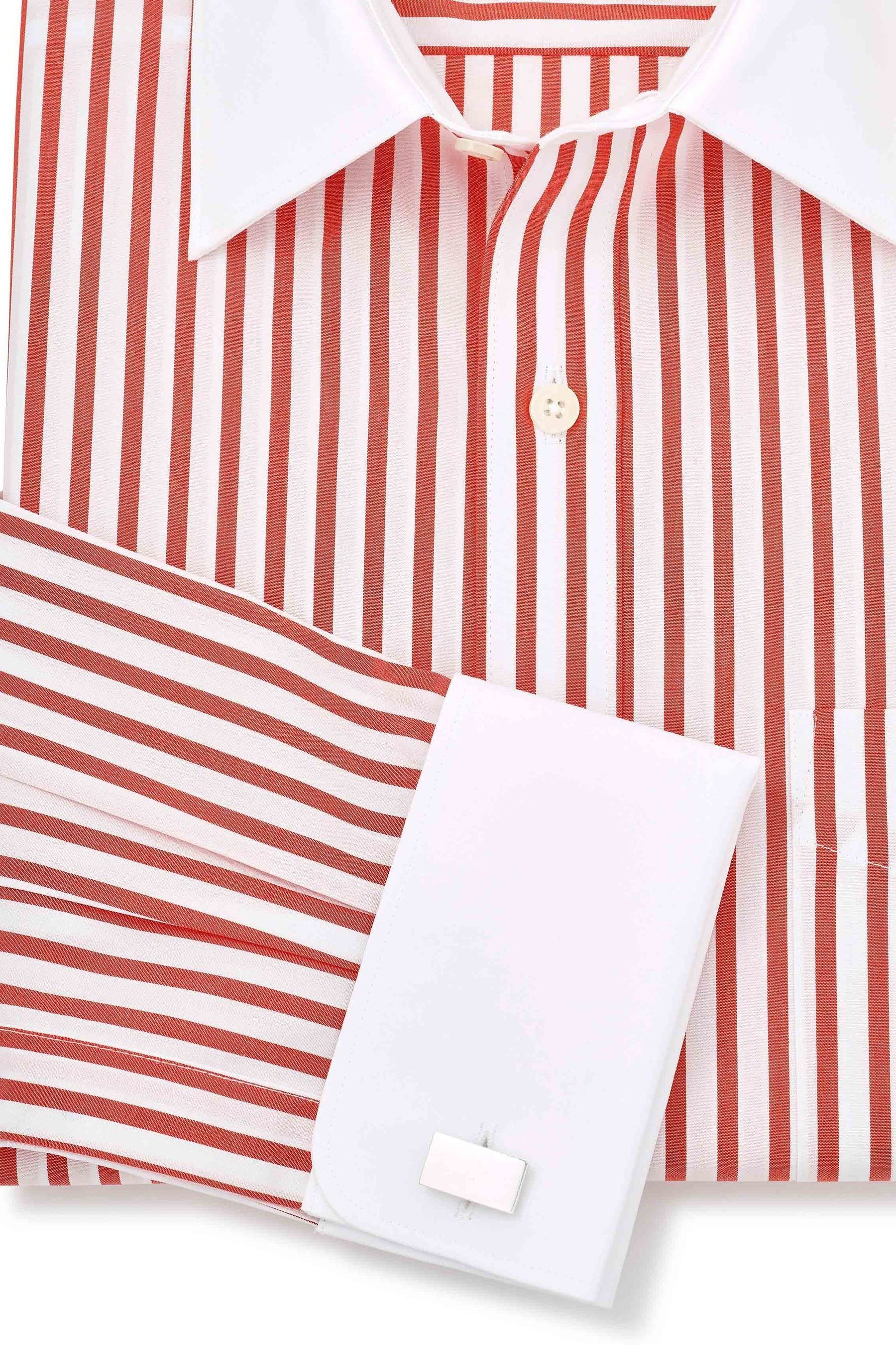 Buy Savile Row Company Red Stripe Classic Fit Double Cuff Shirt From