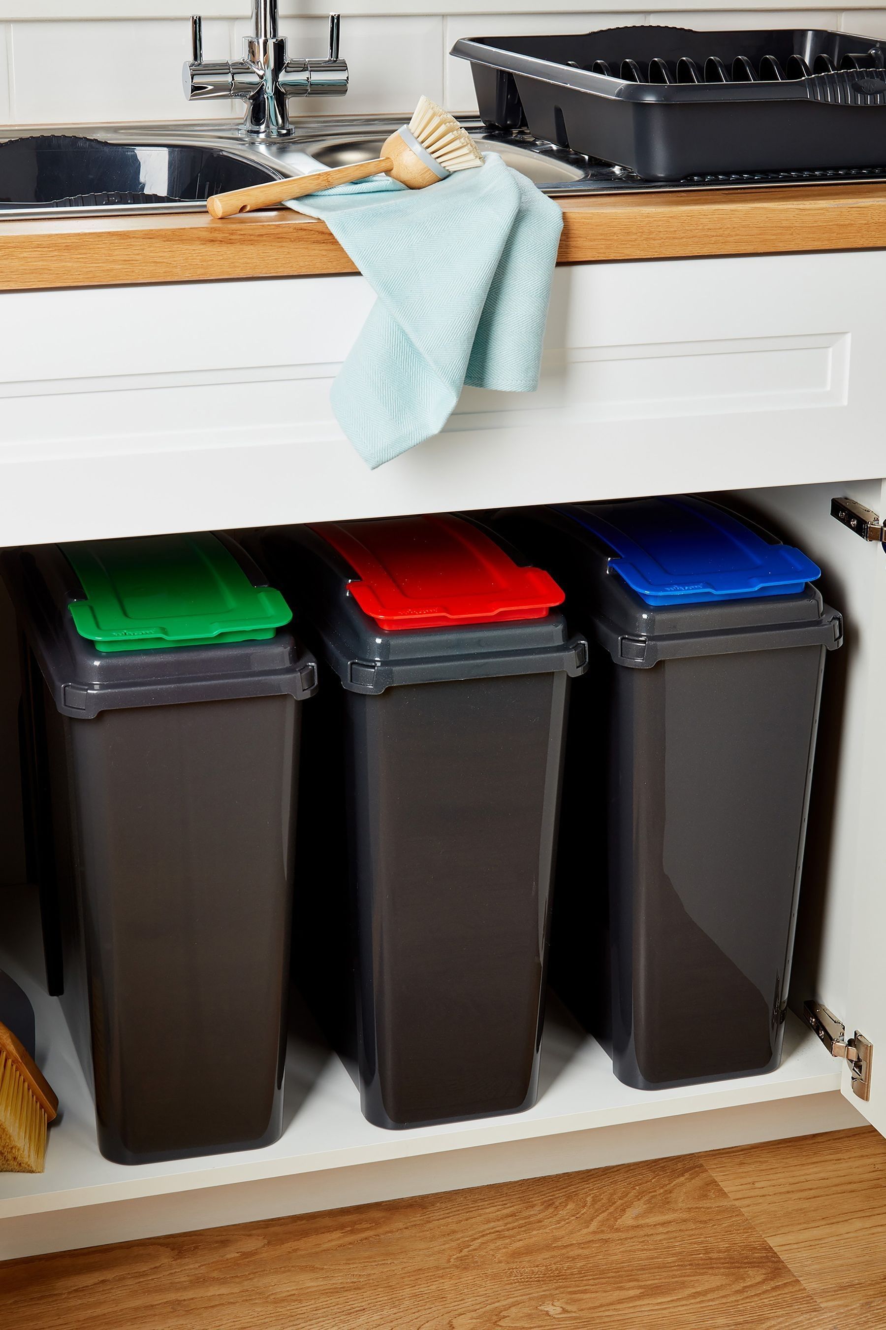 Buy Wham 3 Piece Grey 25L Plastic Recycle Bin from the Next UK online shop