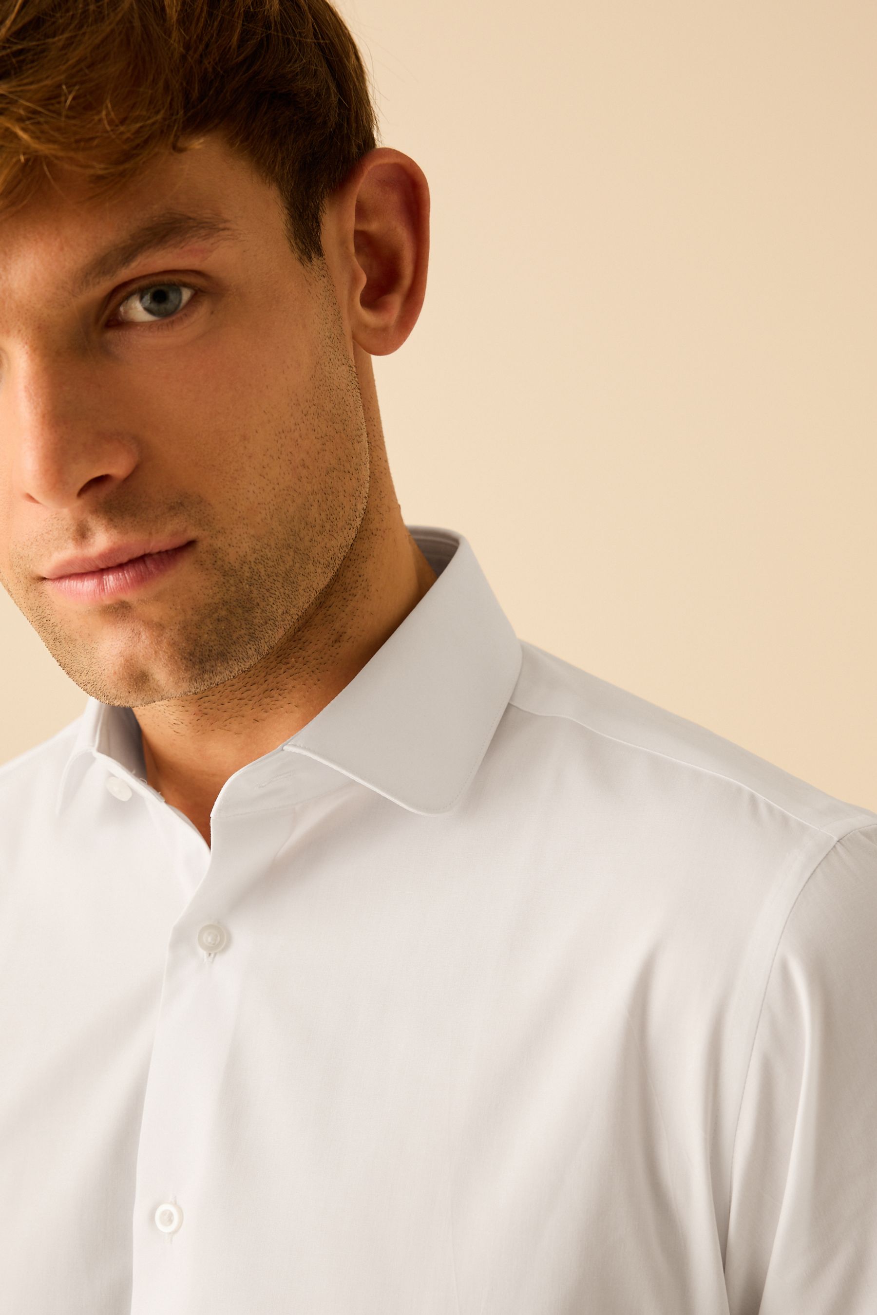 Buy White Penny Collar Easy Care Single Cuff Shirt from the Next UK ...