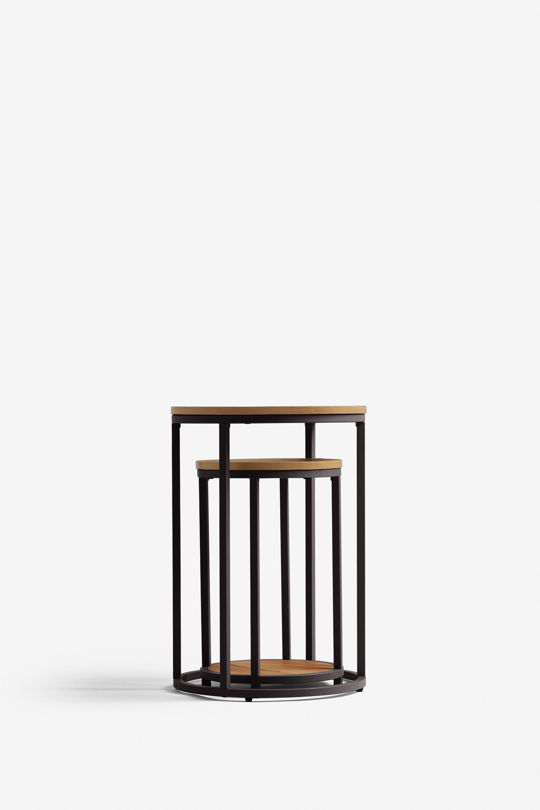 Buy Dark Bronx Oak Effect Round Set of 2 Nest of Tables from the Next ...