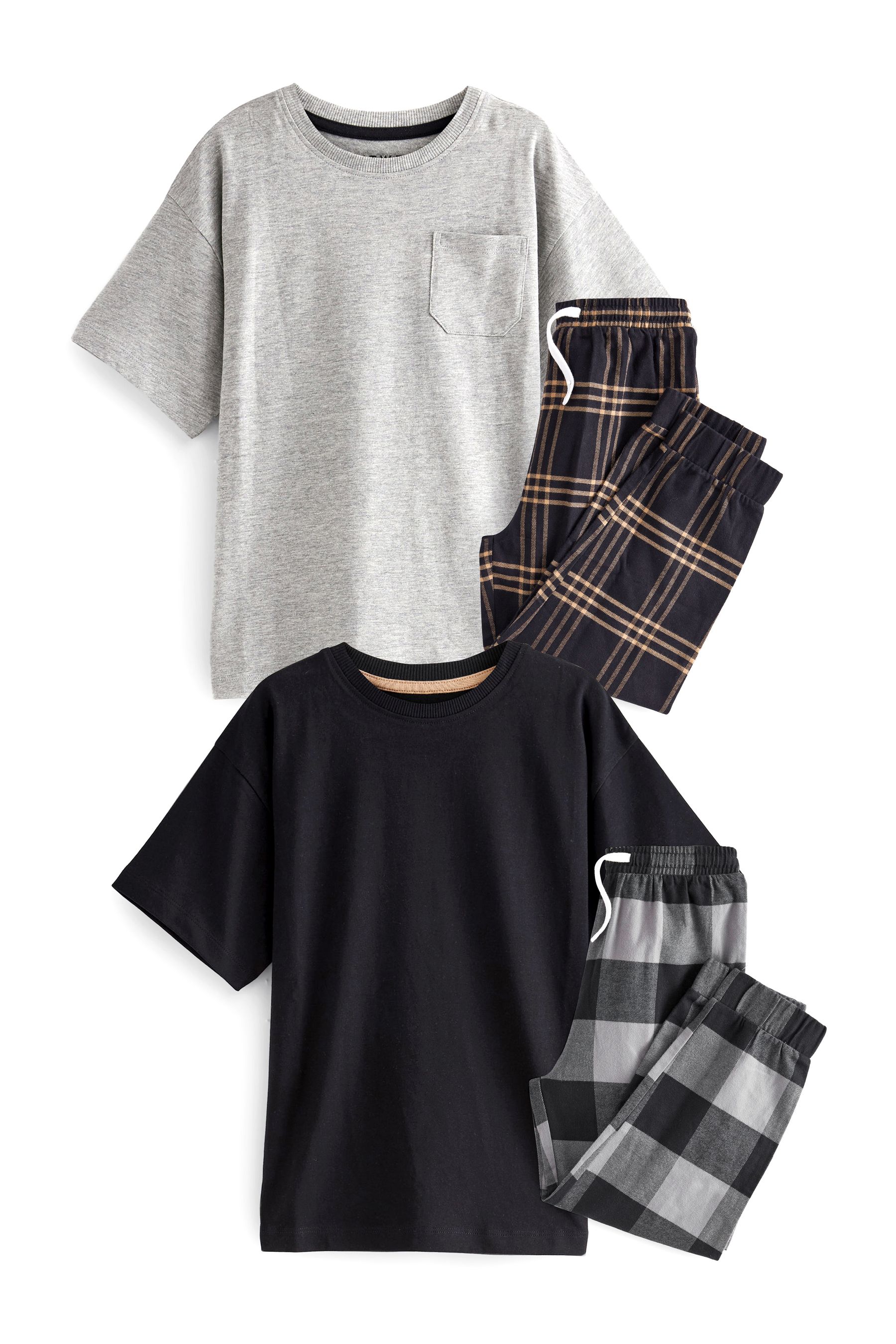 Buy Monochrome Check Pyjamas 2 Pack (3-16yrs) from Next Saudi Arabia