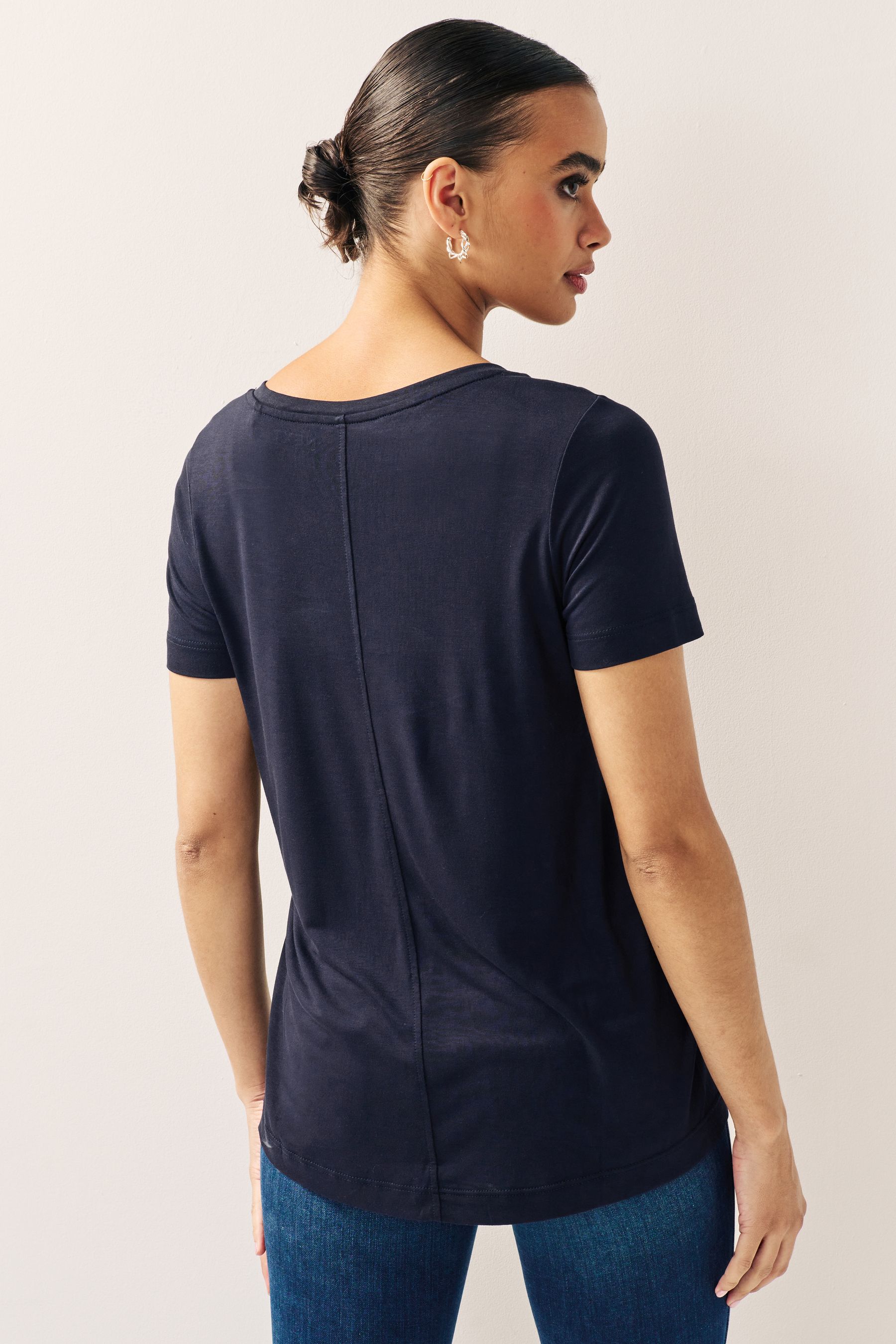 Buy Blue Navy Slouch V-Neck T-Shirt from the Next UK online shop