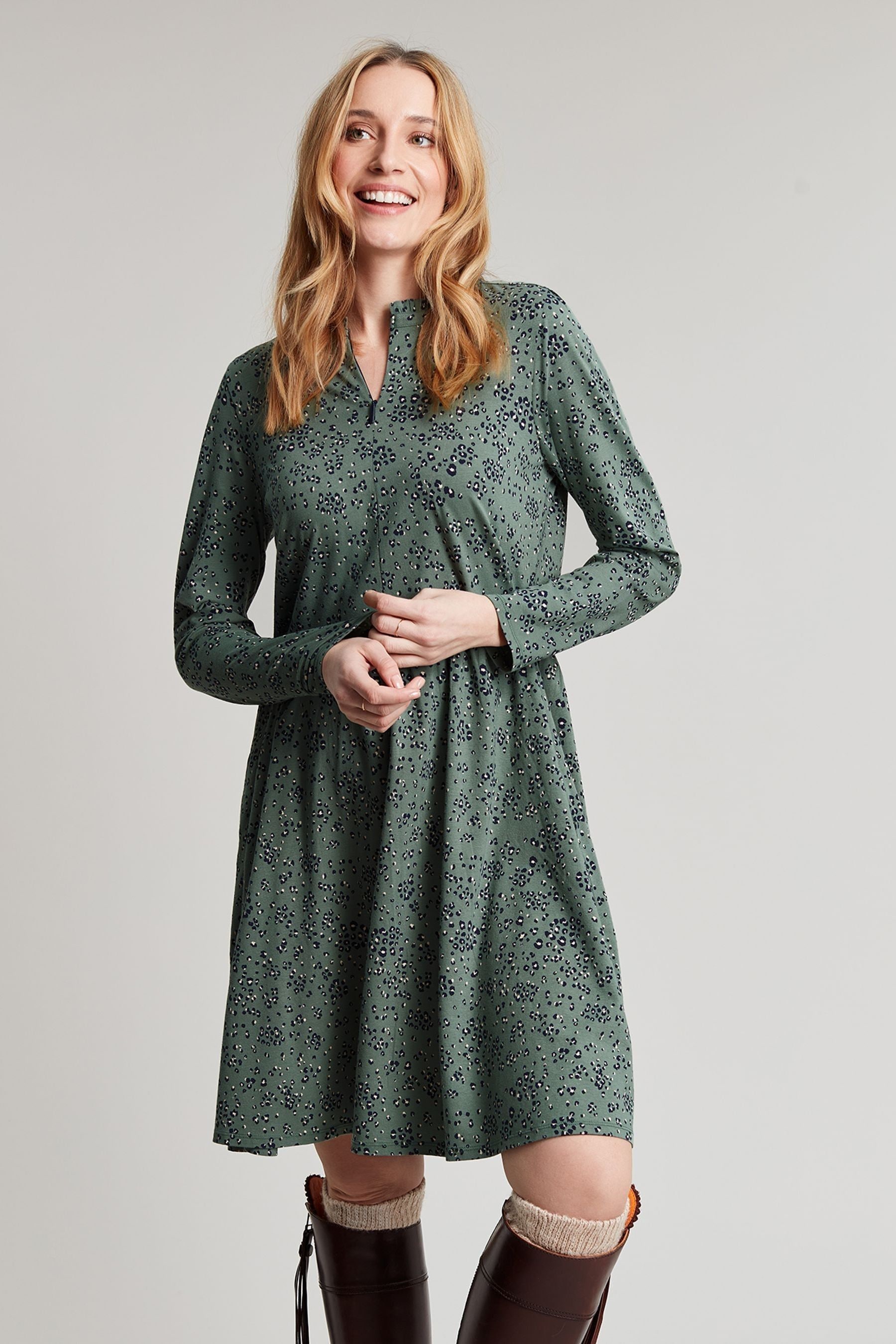 Buy Joules Green Aurora Zip Down Jersey Dress from Next Ireland