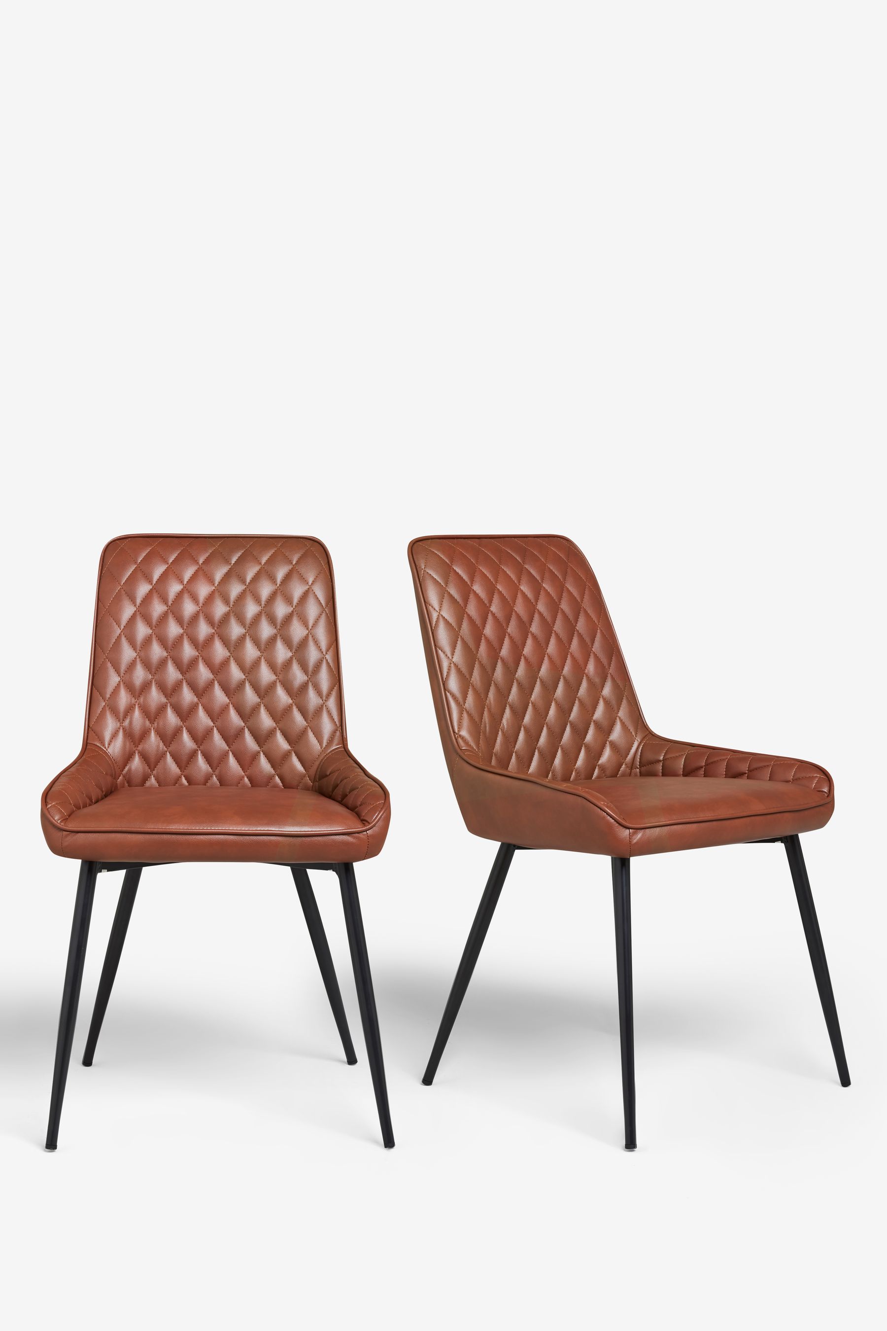 Buy Set of 2 Faux Leather Tan Brown Hamilton Non Arm Dining Chairs from ...