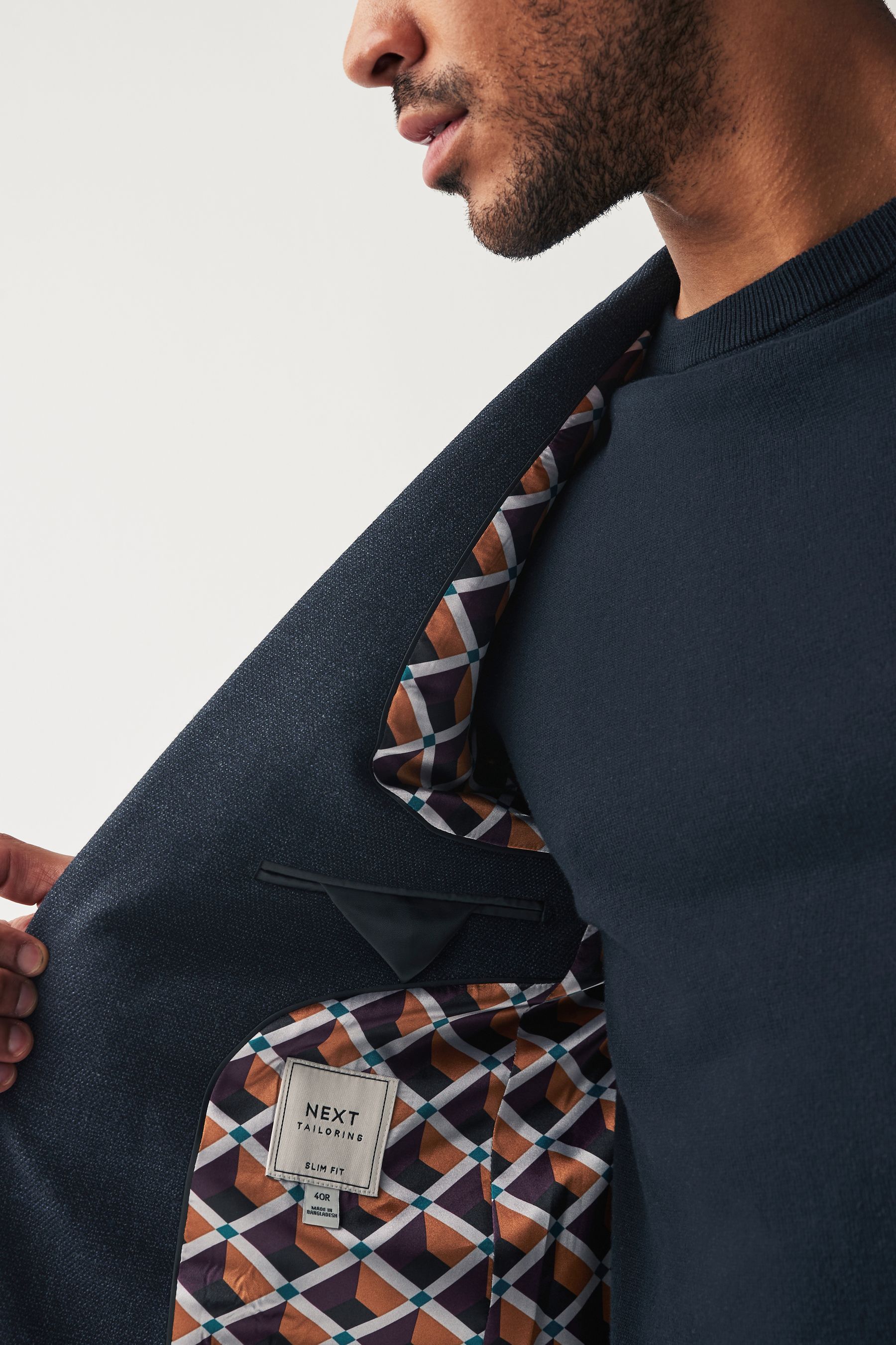 Buy Navy Blue Slim Slim Fit Textured Smart Blazer from Next Saudi Arabia