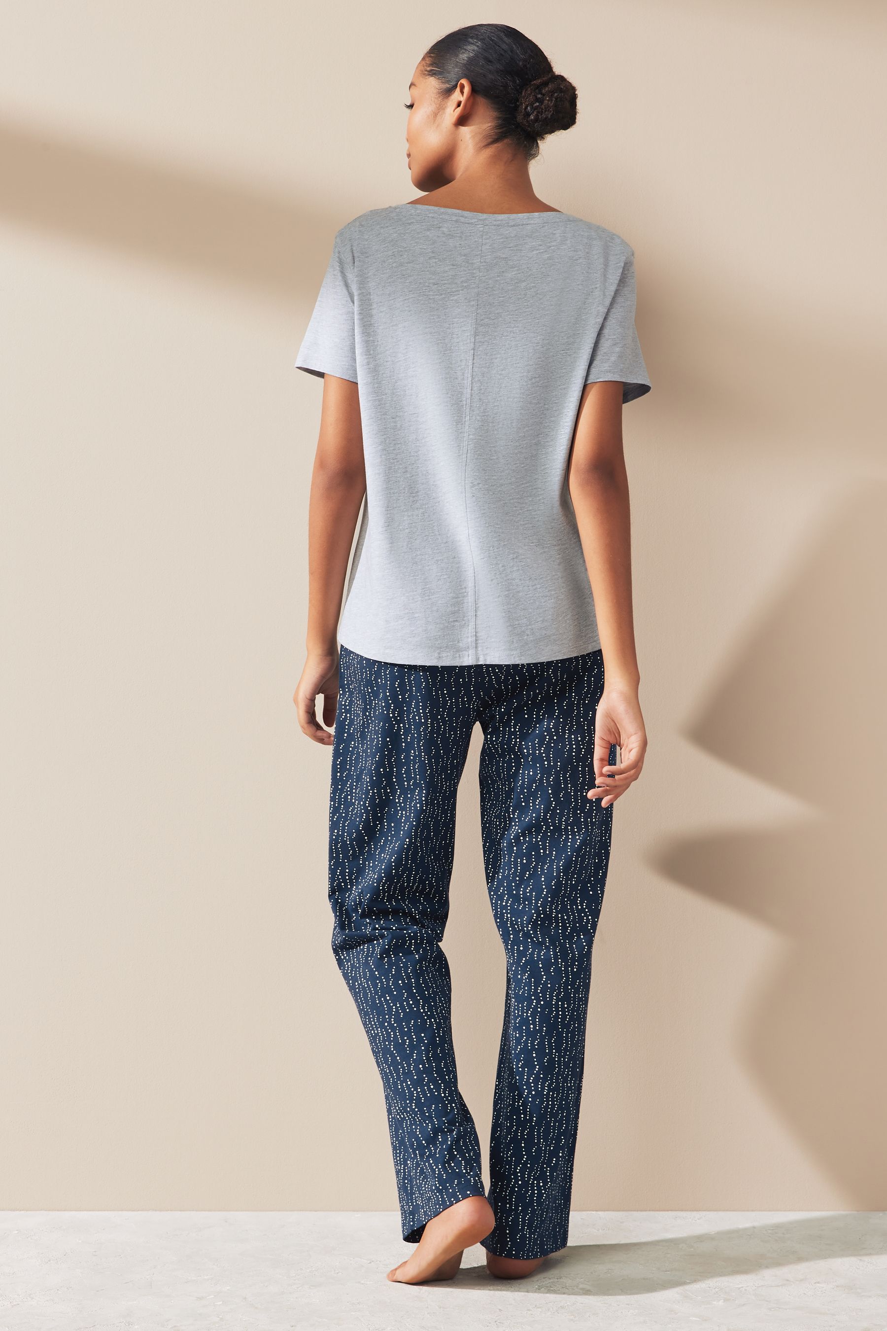 Buy Navy Spot Cotton Short Sleeve Pyjamas from the Next UK online shop