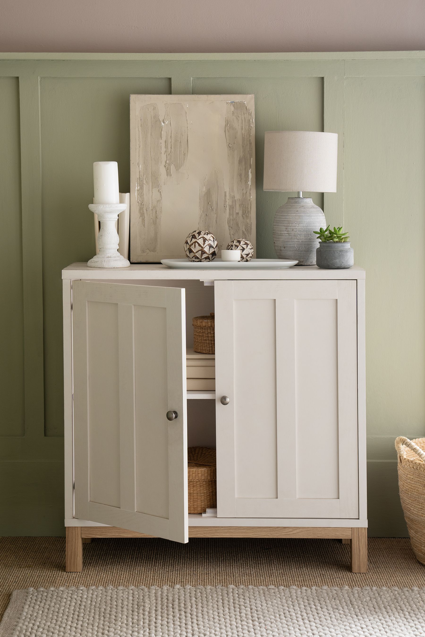 Buy Cream Malvern Oak Effect Space Saving Cabinet Sideboard from Next ...