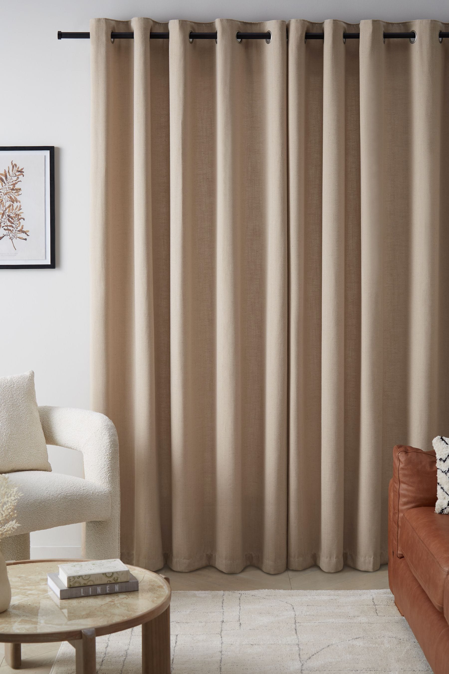 Buy Natural Linen Look Eyelet Lined Curtains from the Next UK online shop