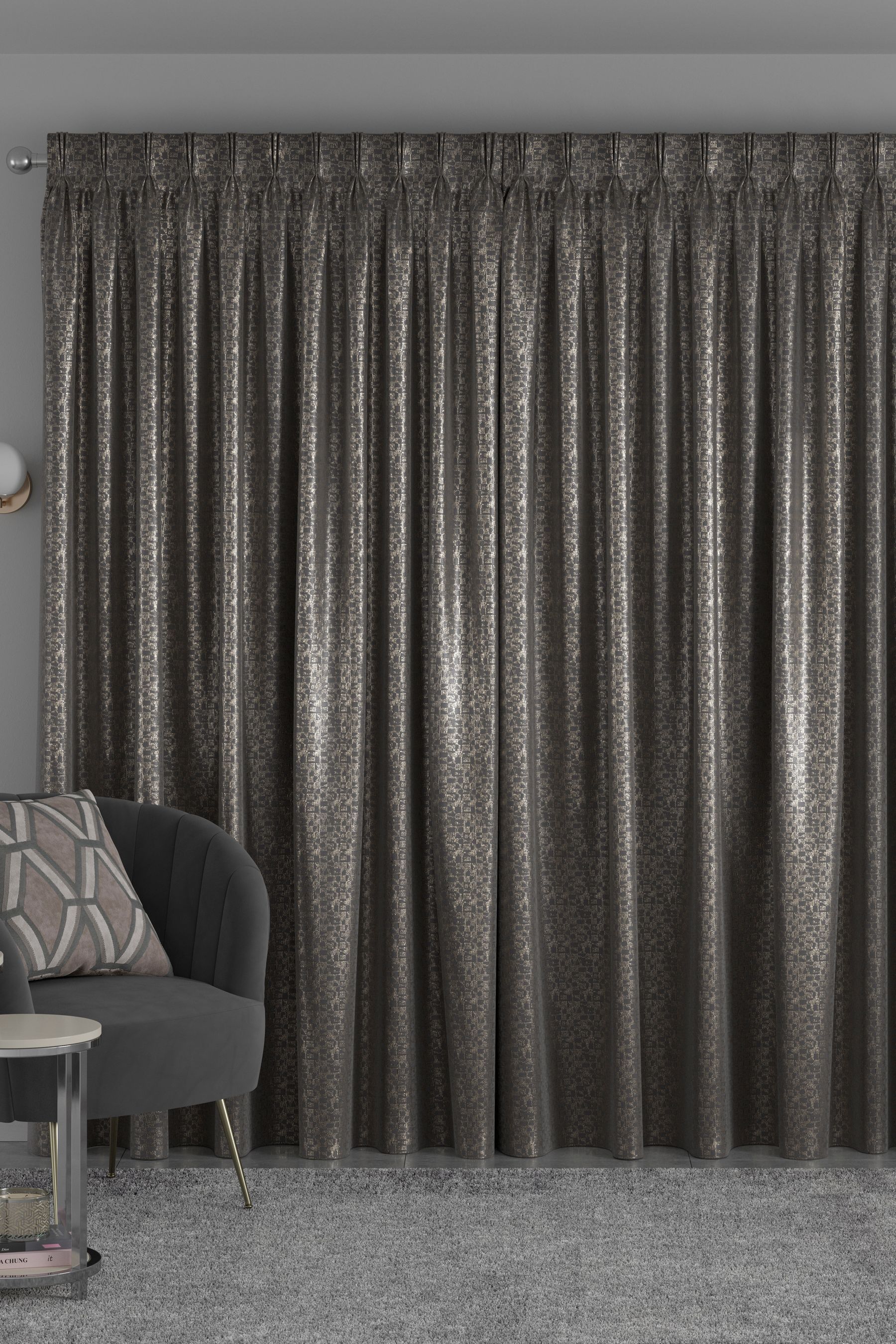 Buy Grey Geo Texture Made To Measure Curtains from the Next UK online shop