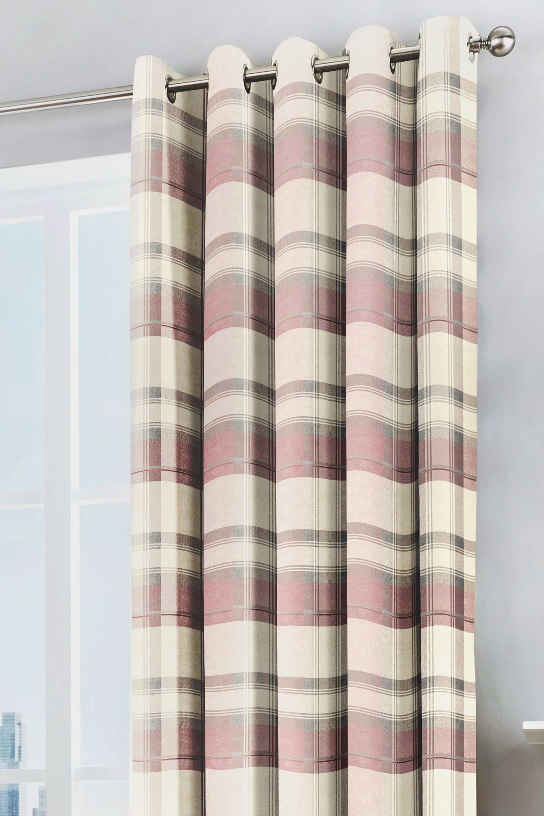 Buy Fusion Pink Balmoral Check Eyelet Curtains from the Next UK online shop