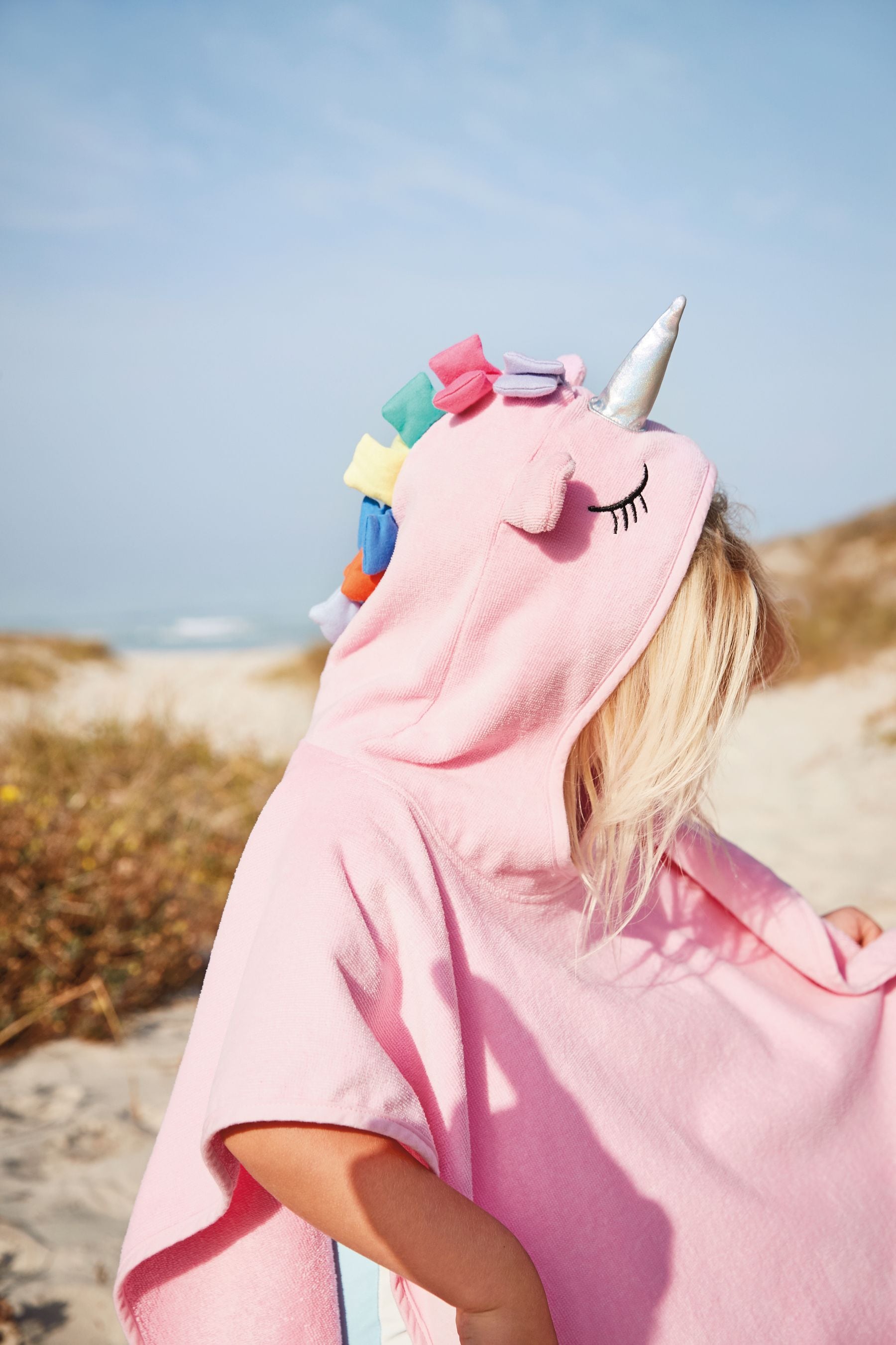 Buy Pink Unicorn Towelling Poncho from Next Ireland