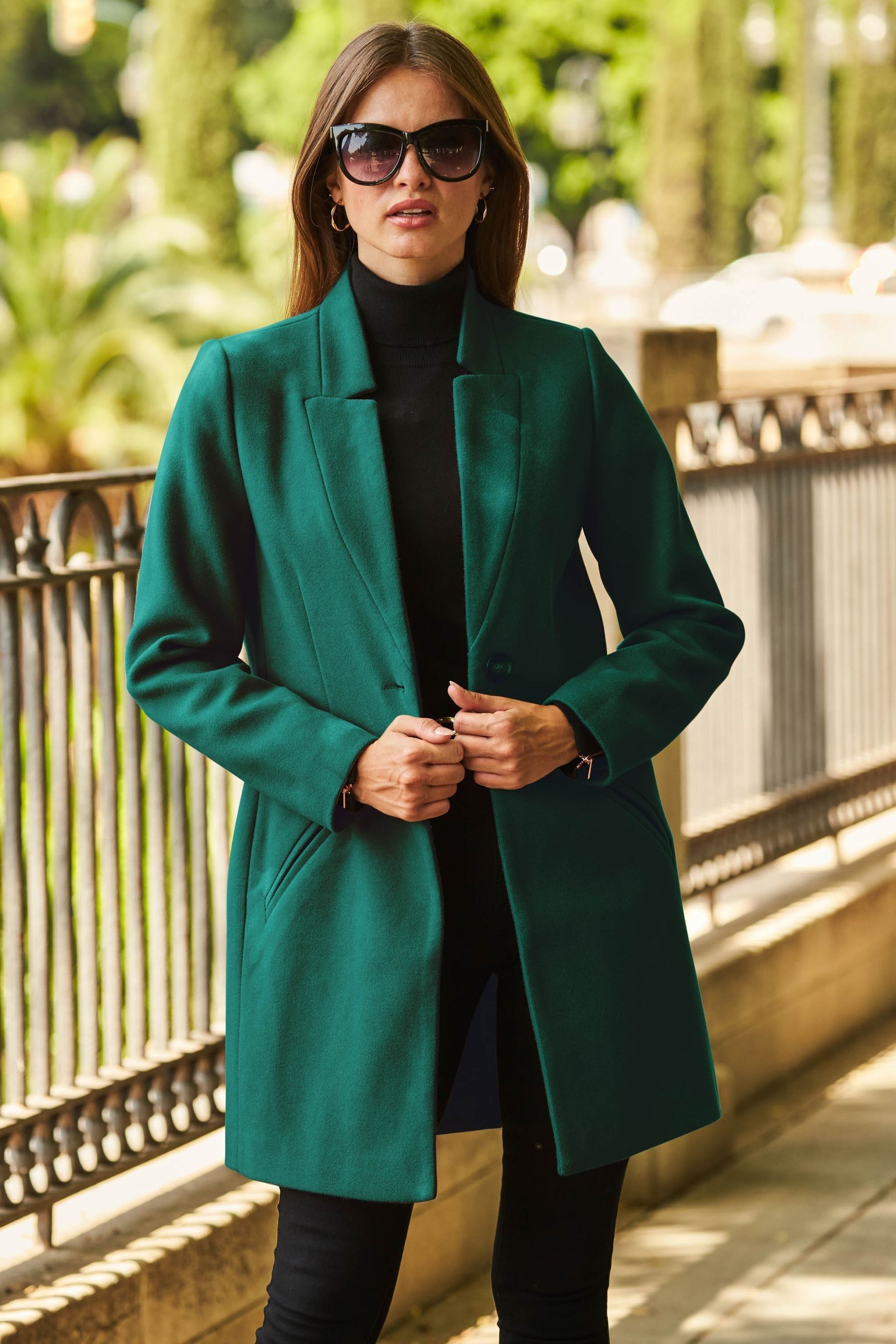 Buy Sosandar Green Faux Wool Notch Neck Coat from the Next UK online shop
