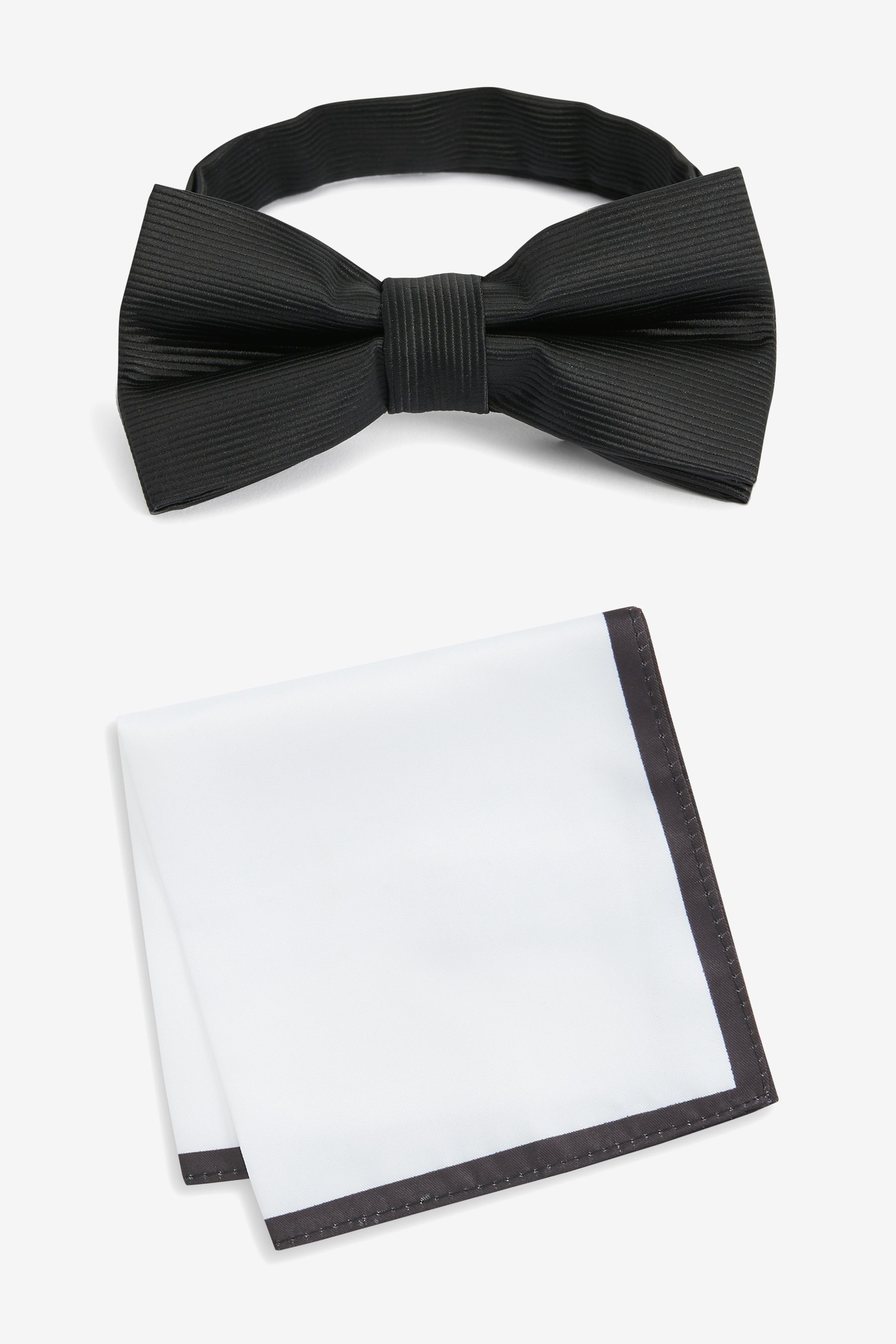 Buy Black/White Bow Tie And Pocket Square Set from the Next UK online shop