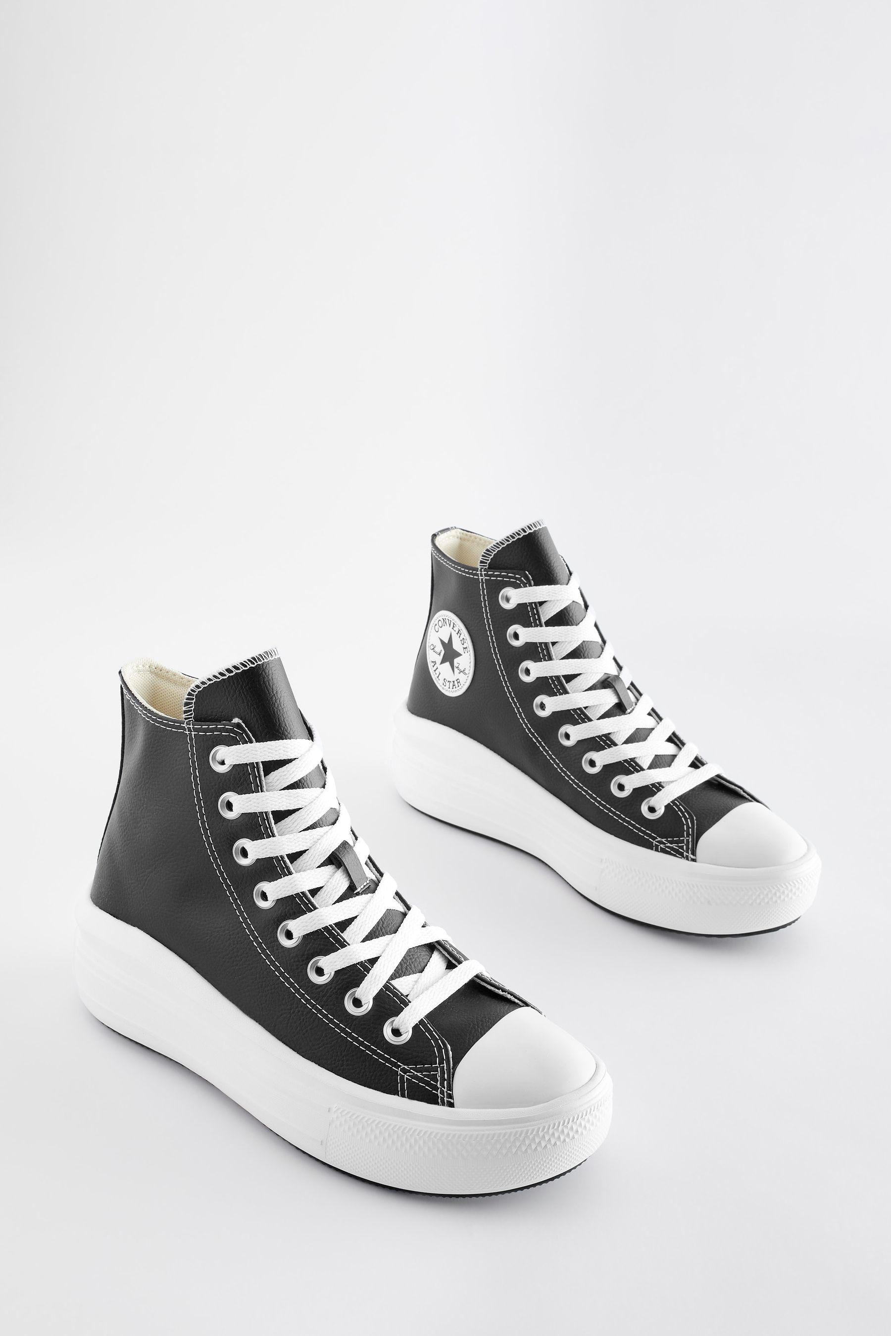 Buy Converse Black Chuck Taylor All Star Move Platform Leather from the ...