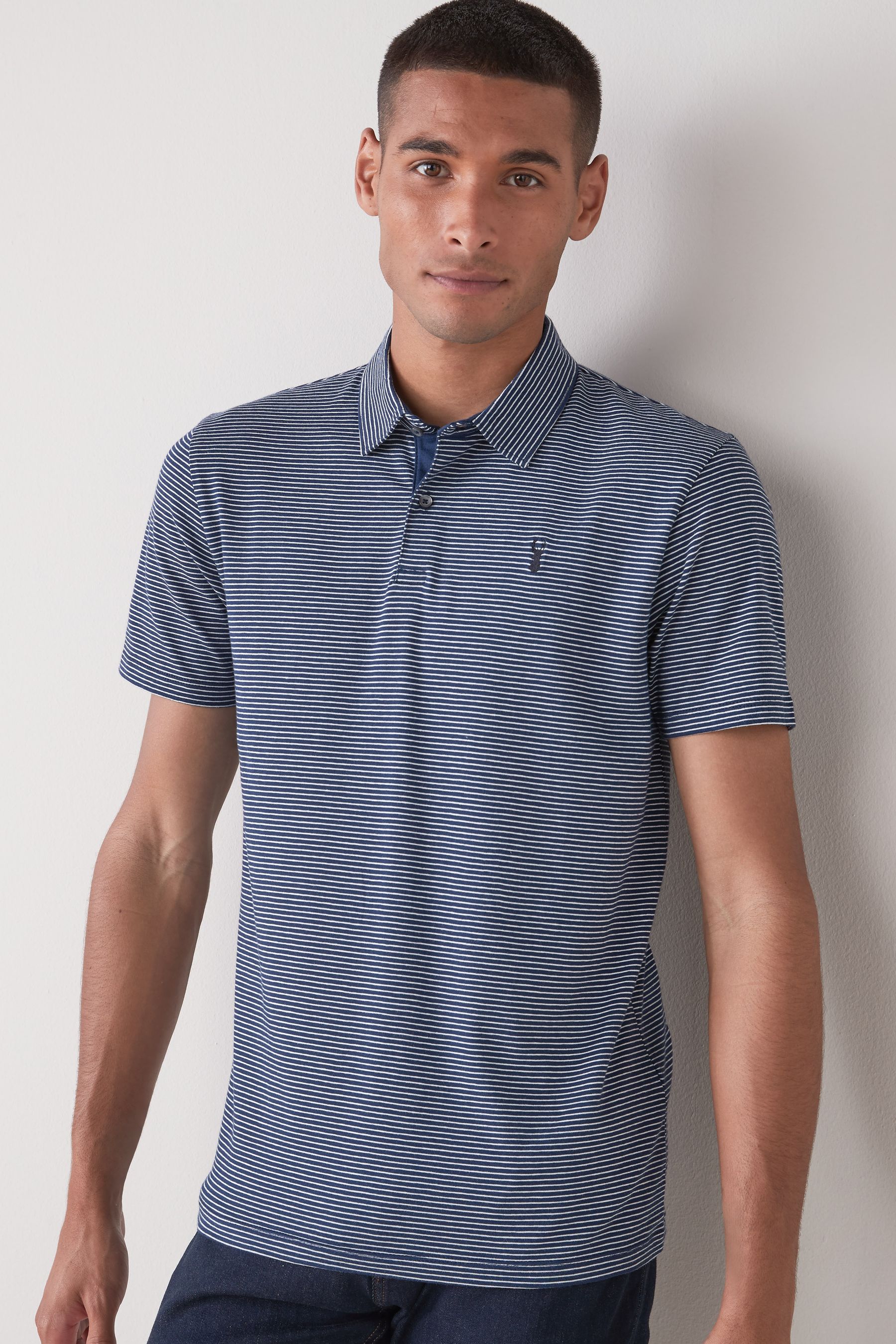 Buy Blue/Charcoal/Black Regular Fit Short Sleeve Jersey Polo Shirts 3 ...