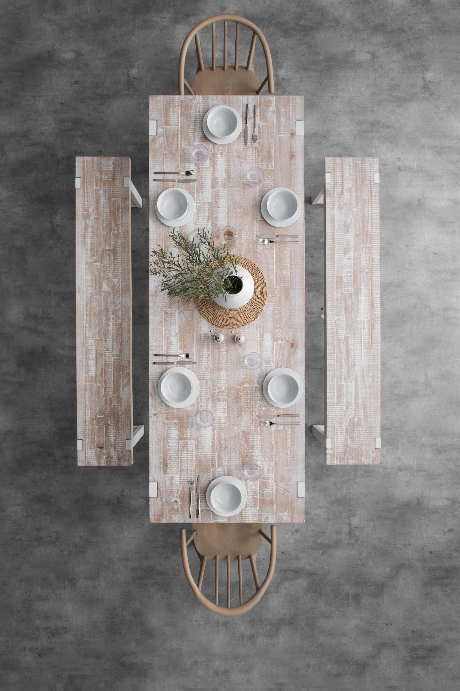 Buy Light Wood Jefferson Pine 8 Seater Bench Dining Table and Bench Set ...