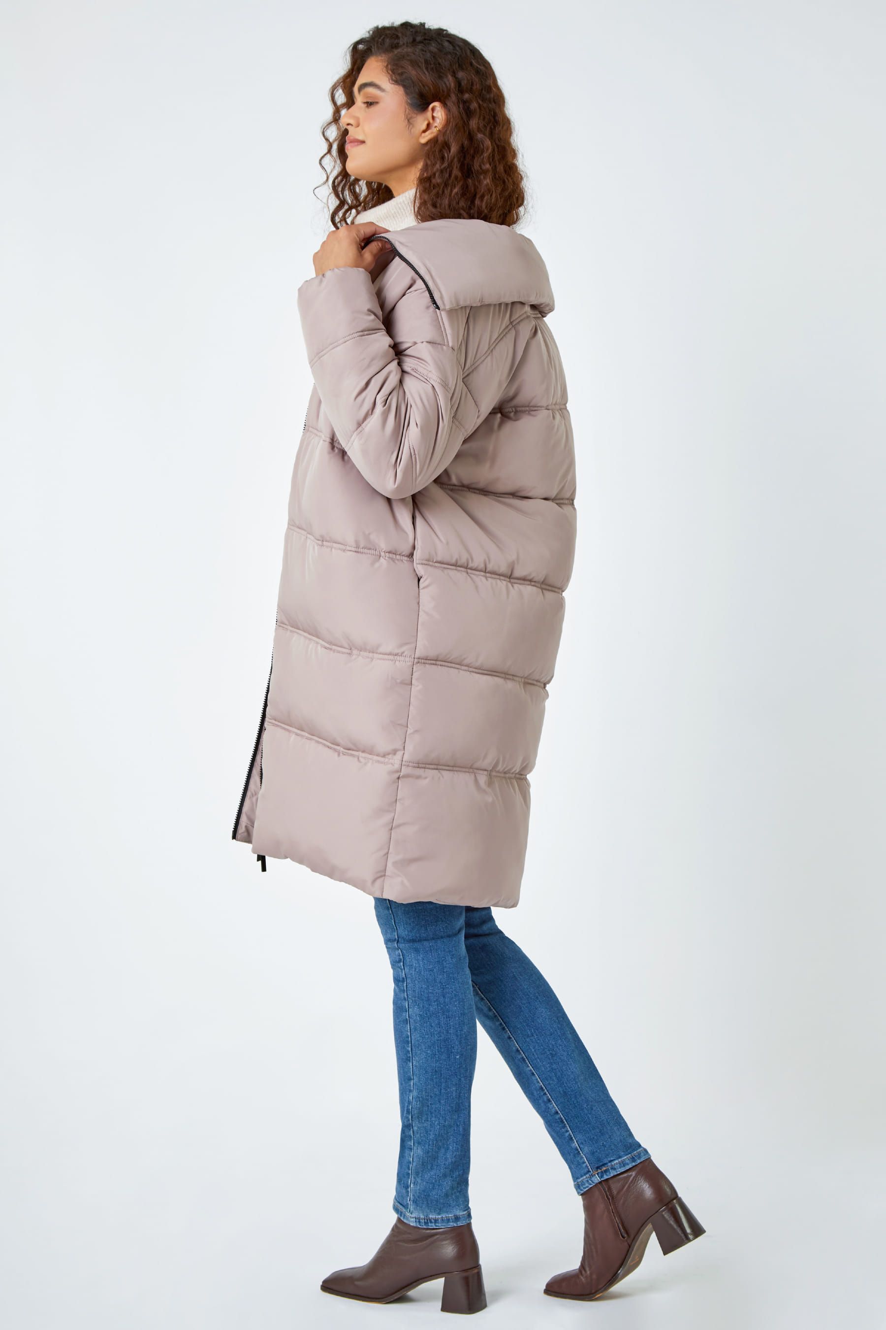 Buy Roman Natural Funnel Neck Longline Puffer Coat from the Next UK ...