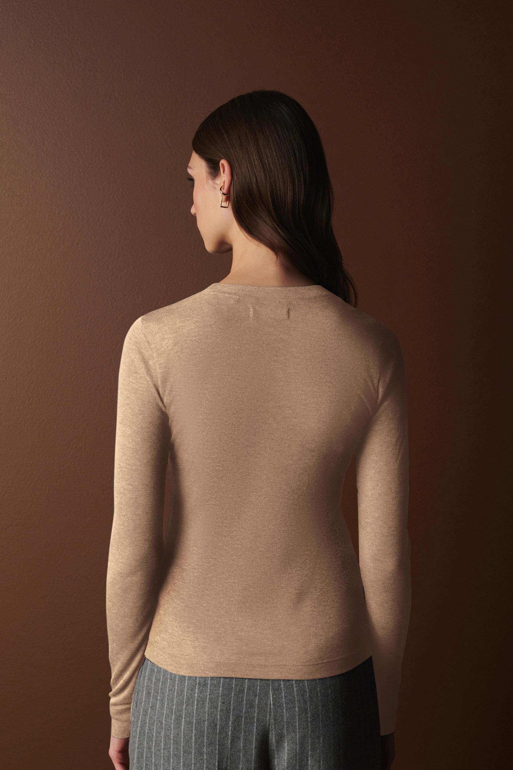 Buy Neutral Premium Long Sleeve Crew Neck Top from the Next UK online shop