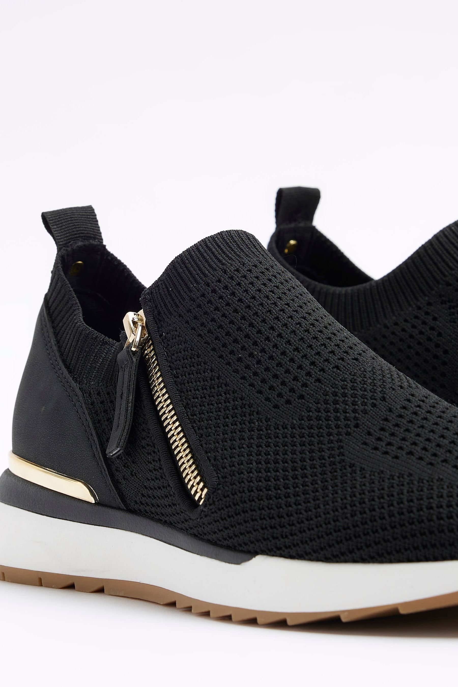 Buy River Island Black Knitted Slip On Trainers from the Next UK online ...