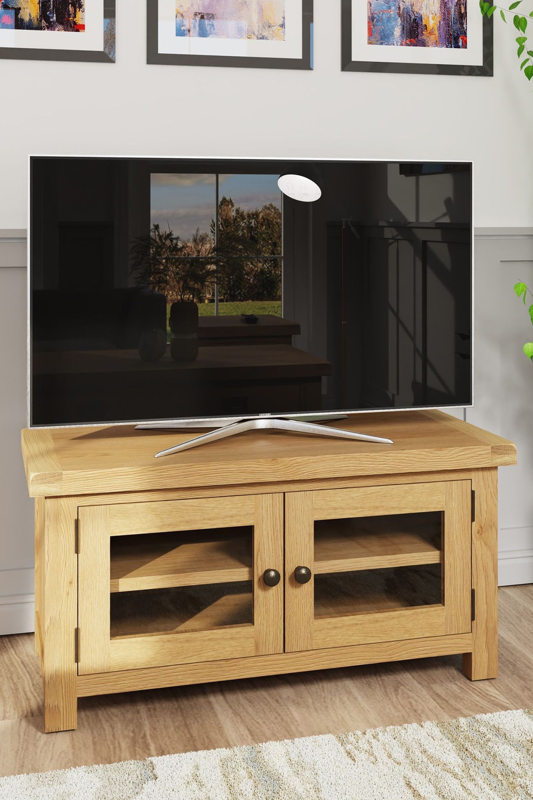 Buy K Interiors Oak Canterbury Solid Wood Standard TV Unit with Glass ...